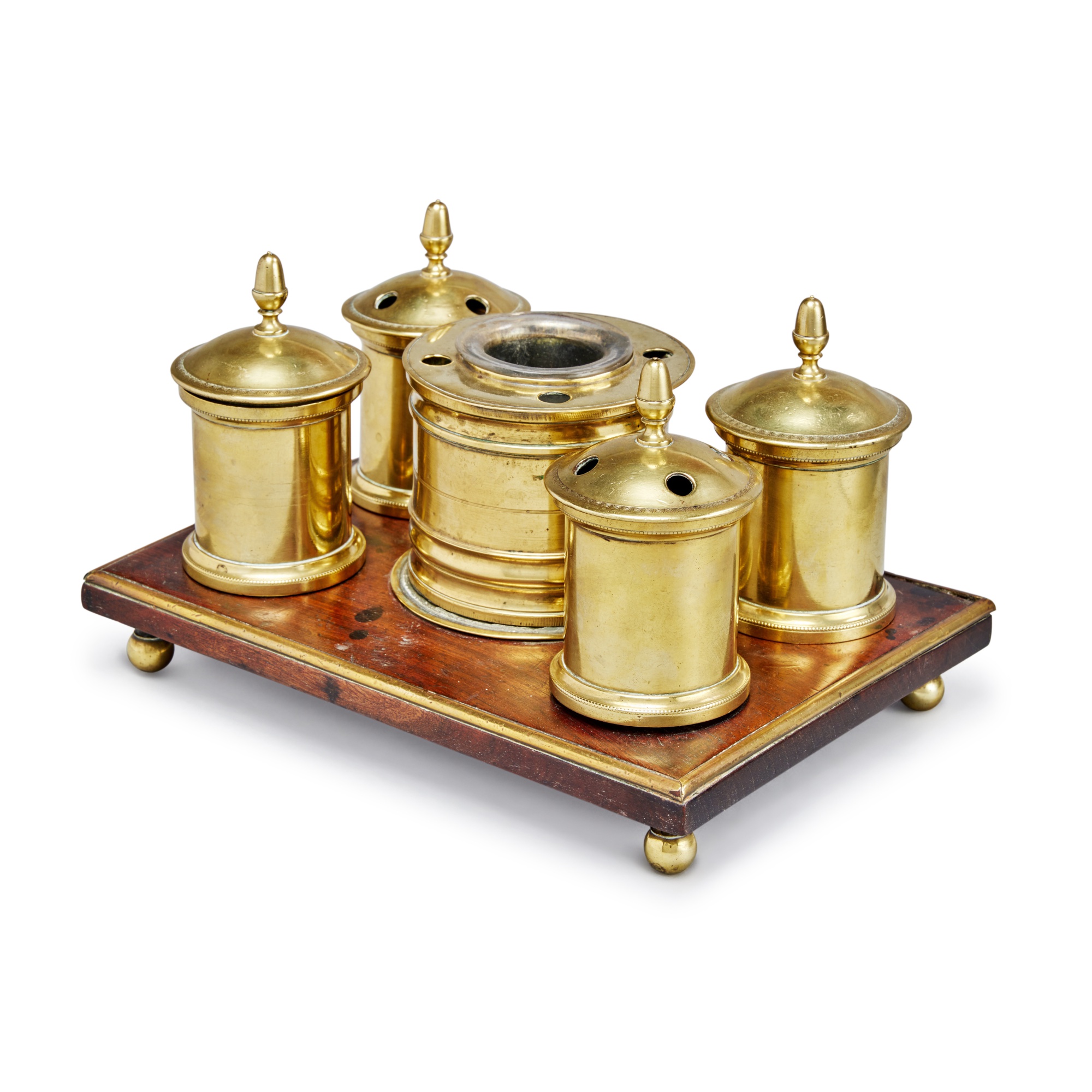 George III Cast Brass and Mahogany Standish 18th Century | The Kindig ...