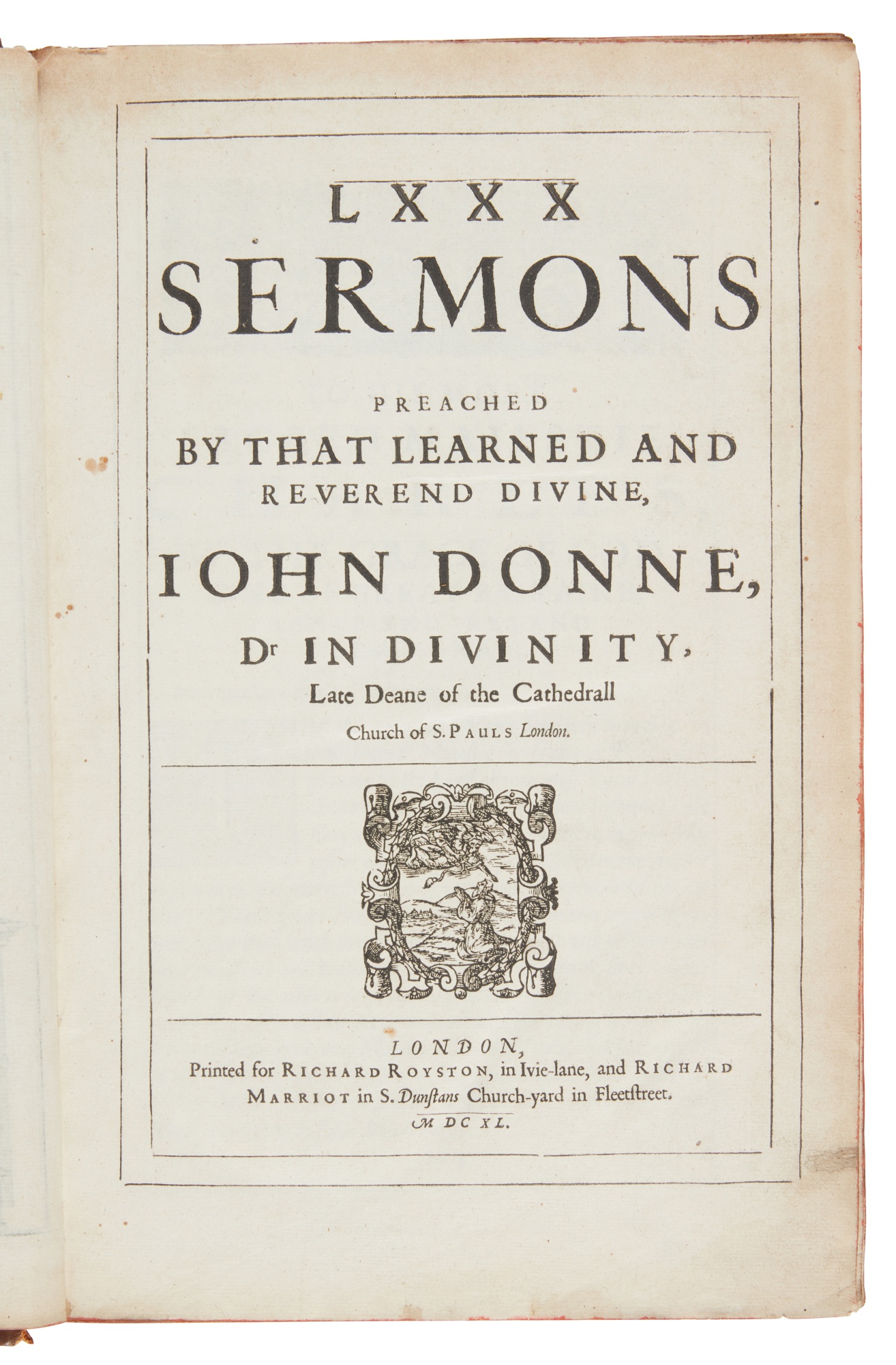Donne, John | First editions of the first folio collections of Donne's ...