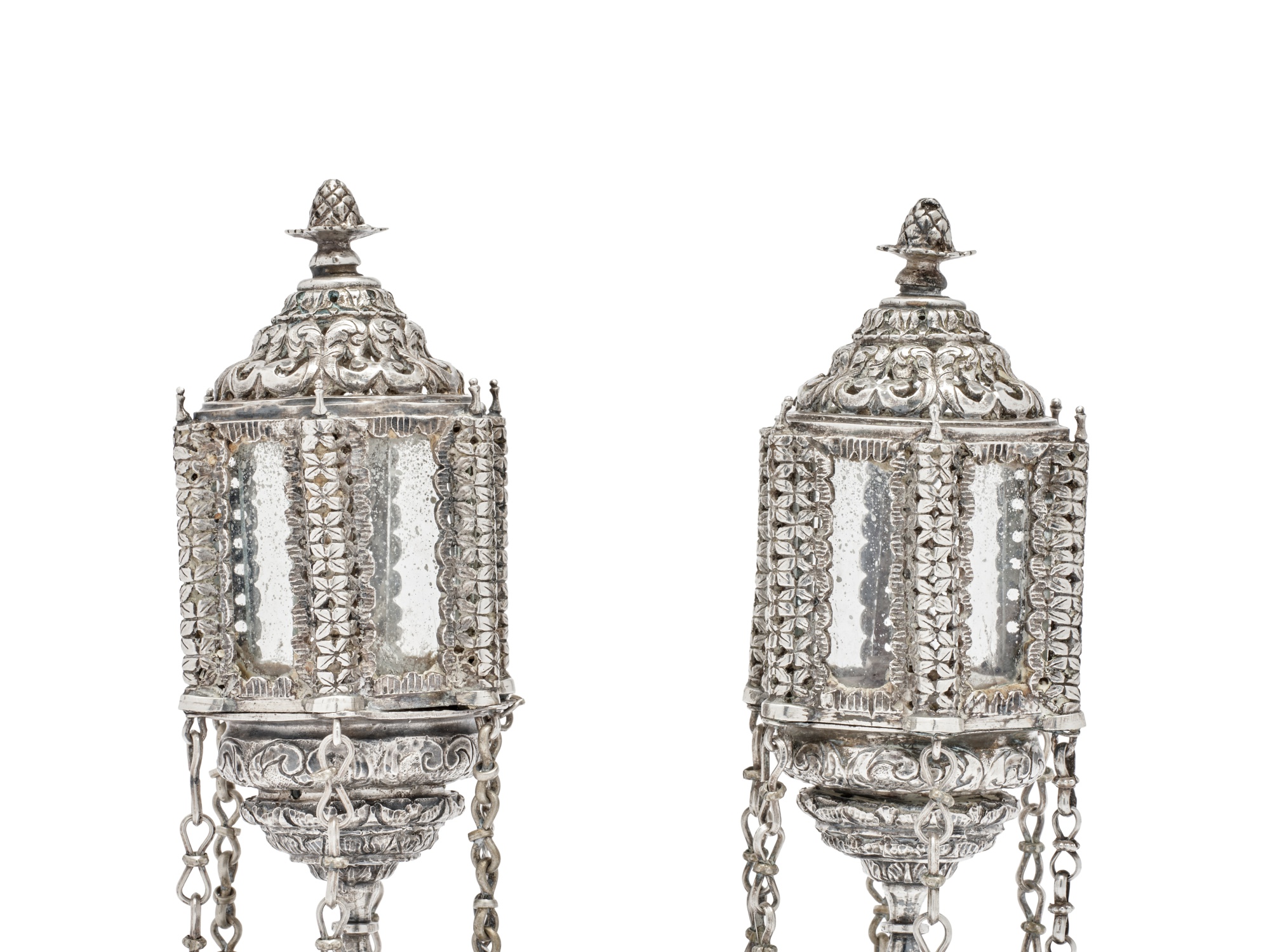 A Pair of Miniature Silver Torah Finials, probably Gibraltar, 19th ...