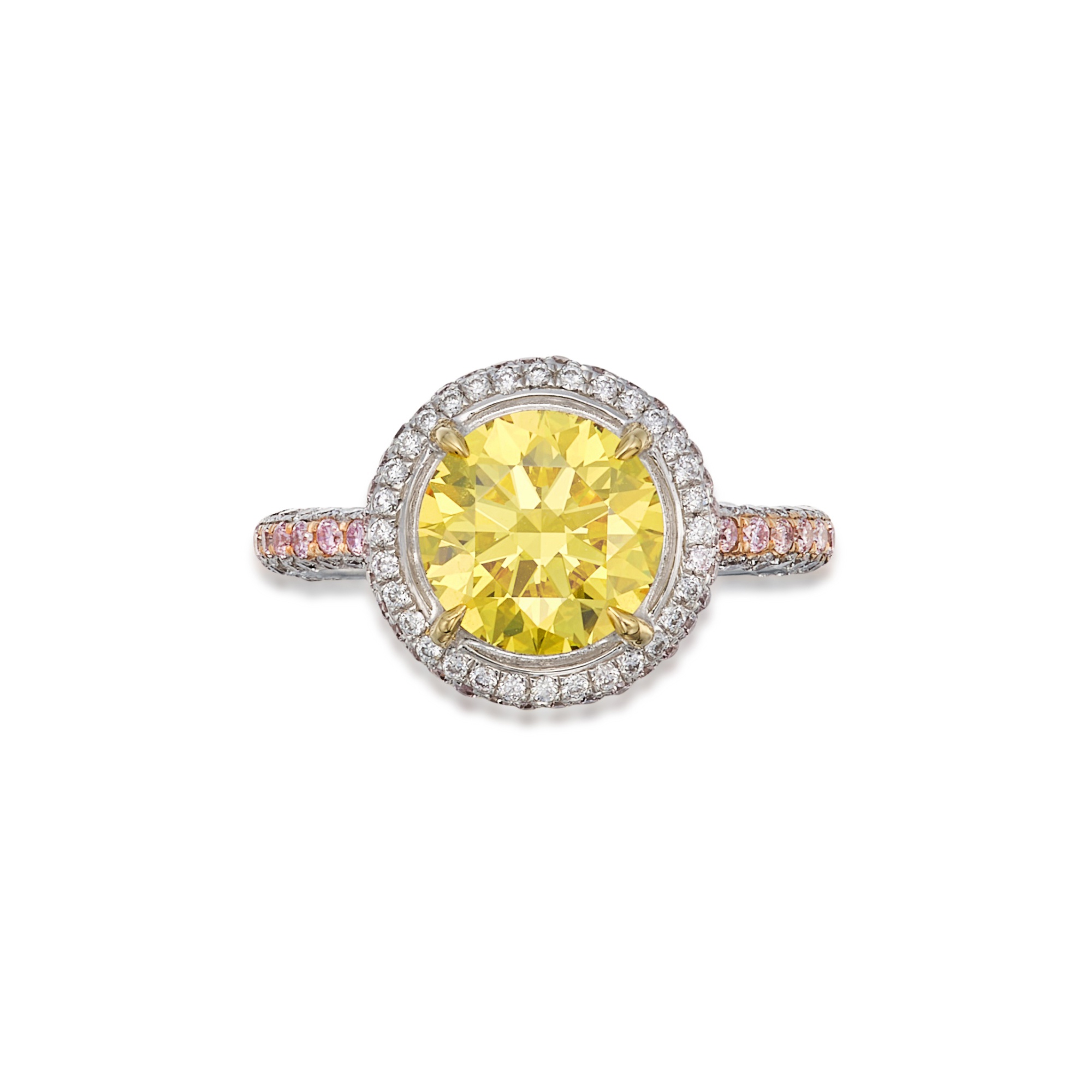 Fancy Vivid Yellow, Colored Diamond and Diamond Ring | 艷彩黃色、彩鑽及鑽石戒指 ...