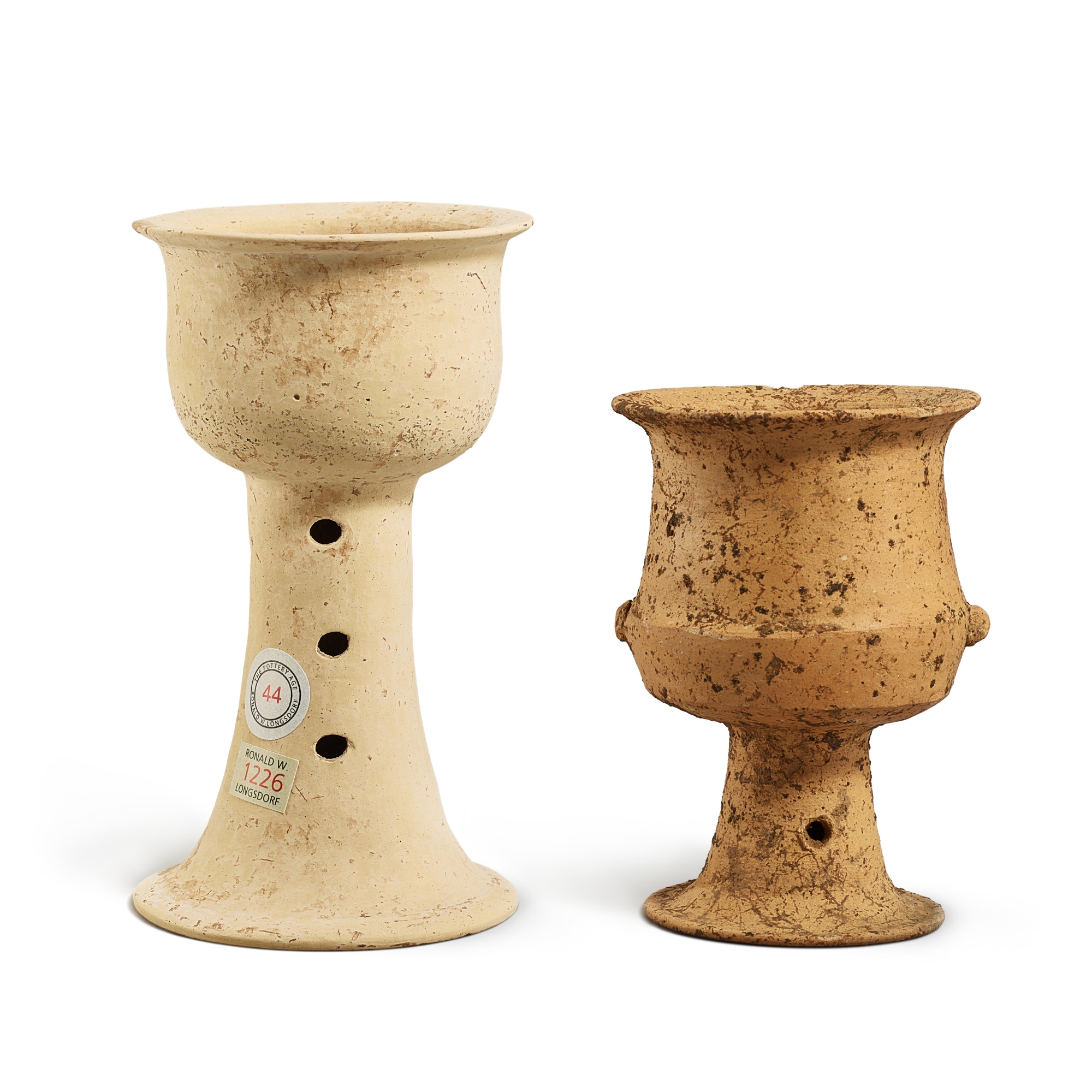 Two white pottery stemcups, Dawenkou culture, 4300-2400 B.C. 大汶口文化 ...