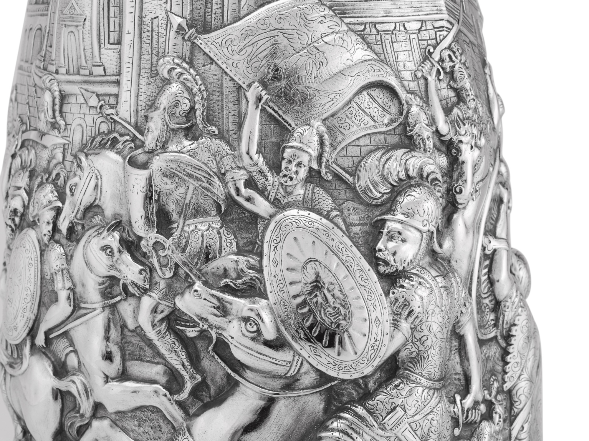 A monumental Victorian silver electrotype tankard, Frederick Elkington ...