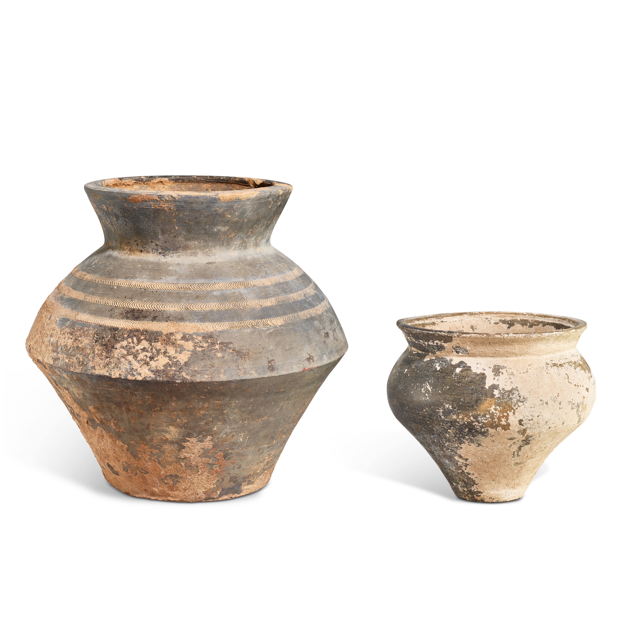 Two grey pottery jars, Bronze Age, 2nd - 1st Millennium B.C. 青銅器時代 ...