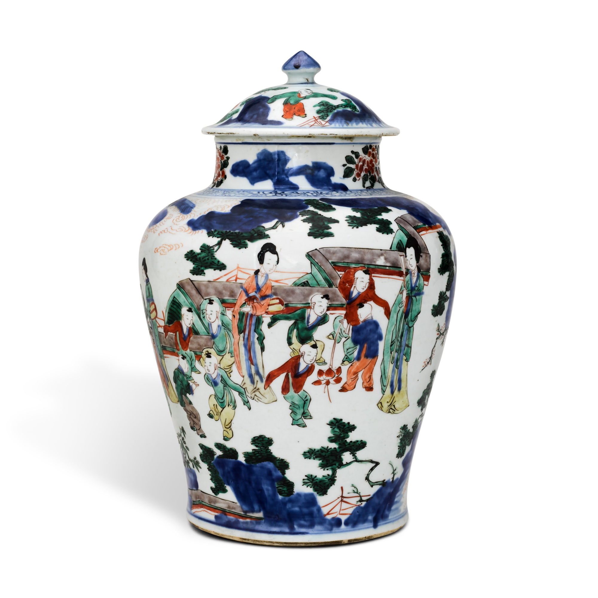 A large wucai jar and cover Qing dynasty, Shunzhi/Kangxi period | Royal ...