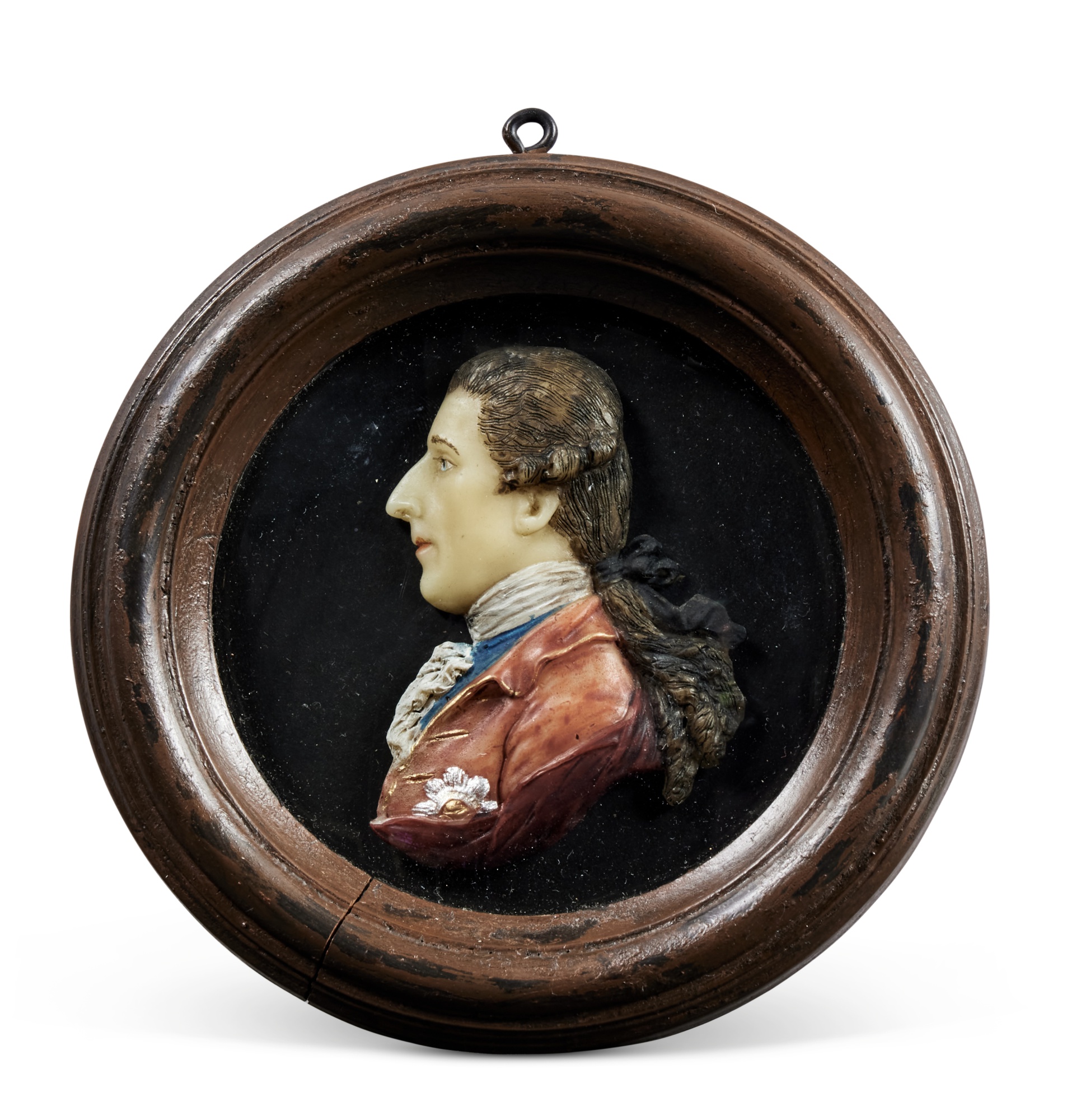 Five English Polychrome Waxwork Picture Portrait Busts, Late 18th ...