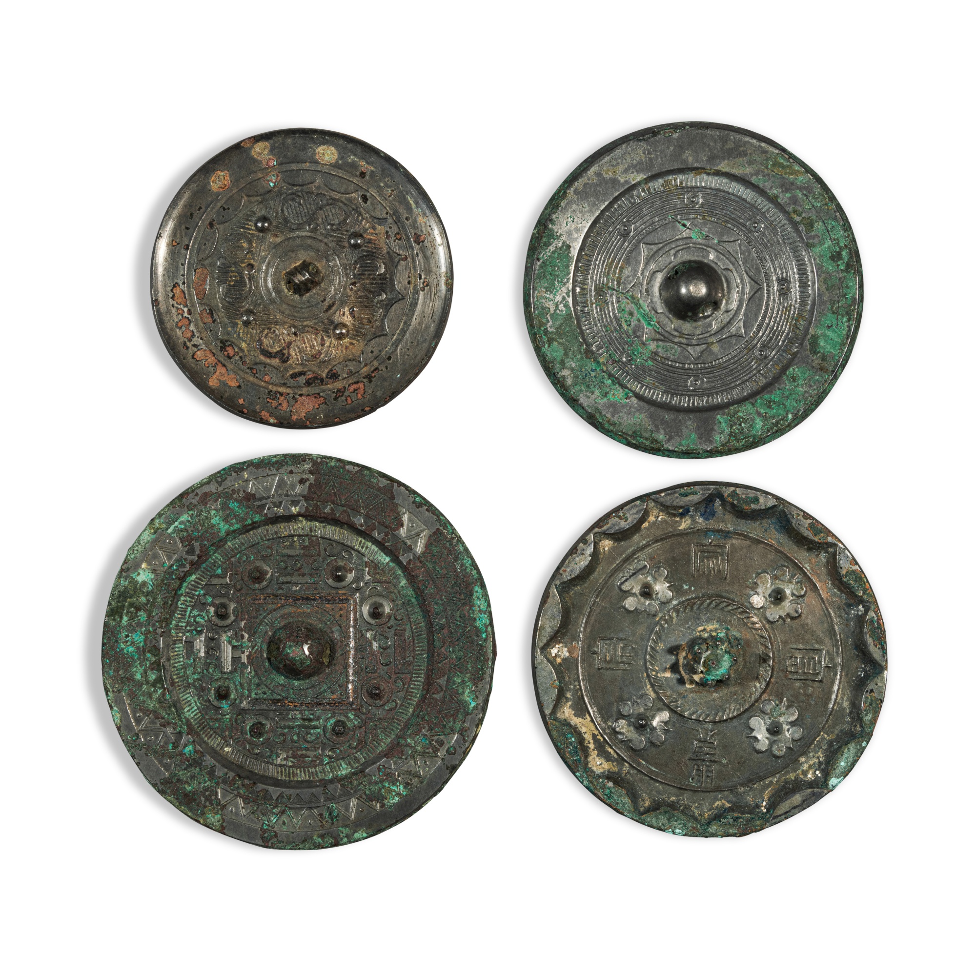 A group of four bronze mirrors, Han dynasty | 漢 銅鏡一組四件 | CHINA / 5000 ...
