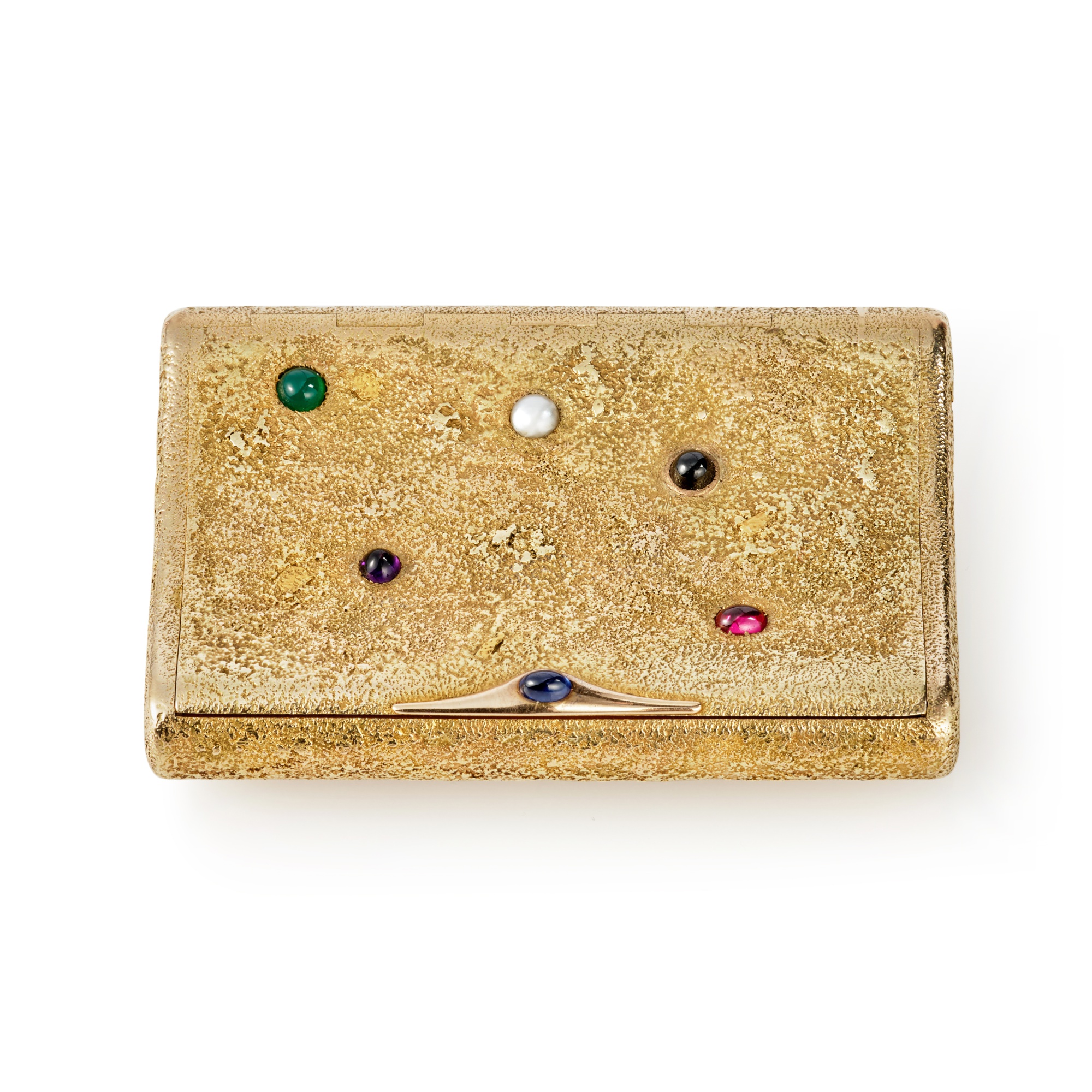 A Fabergé jewelled samorodok varicoloured gold cigarette case, Moscow ...