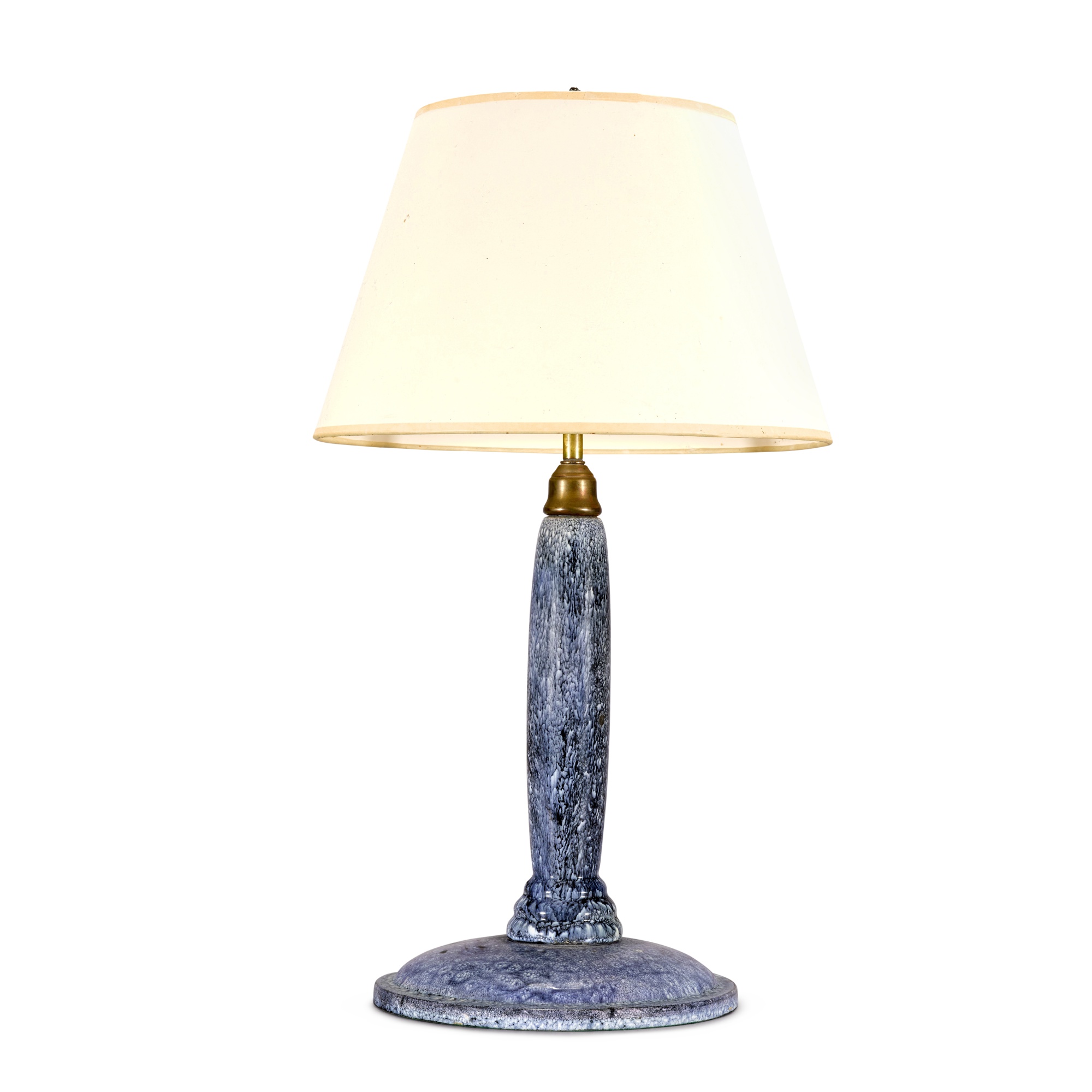 A columnar ceramic blue speckle-glazed table lamp, first half 20th ...