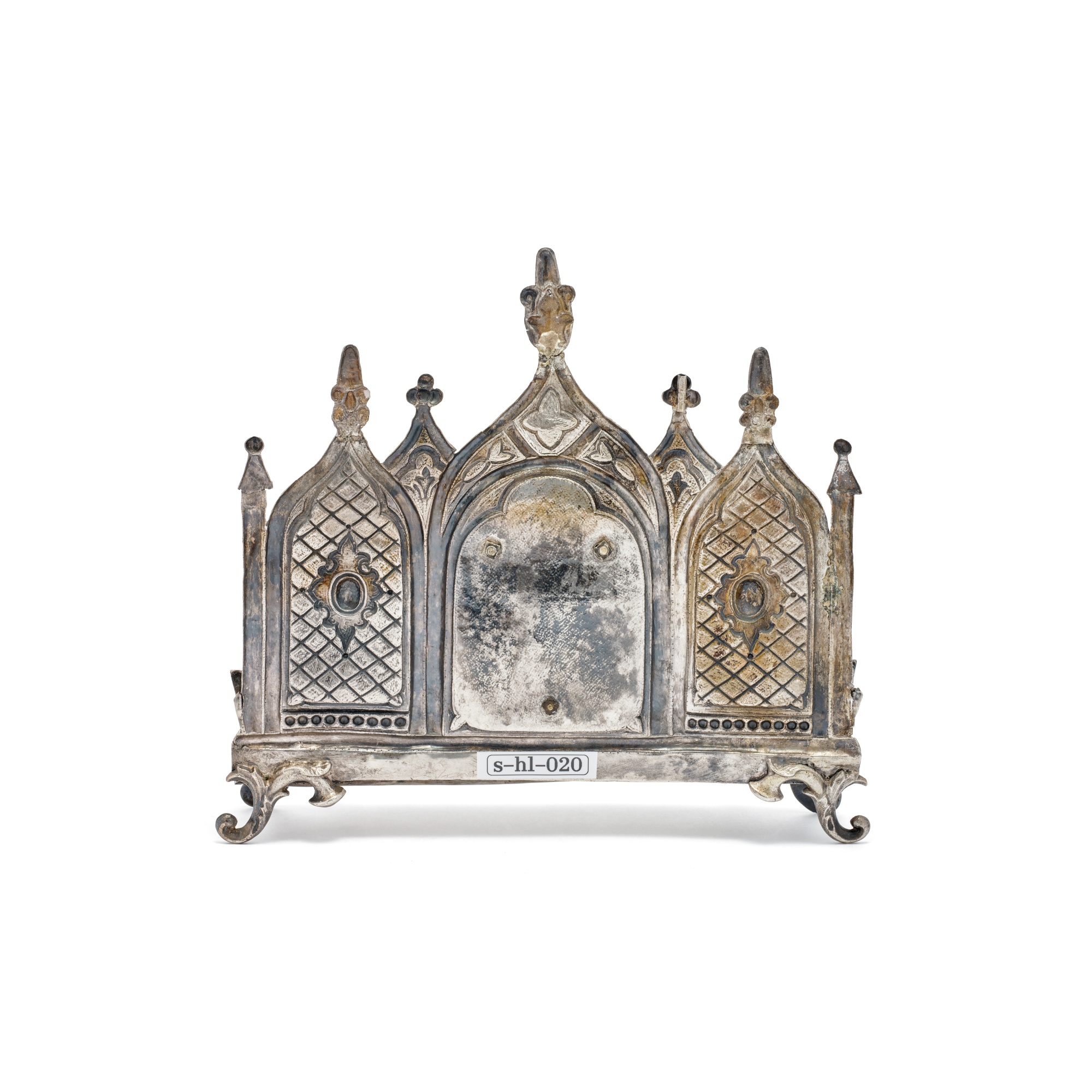 An Austrian Parcel-Gilt Silver "Gothic" Hanukkah Lamp, Vincenz Lang ...