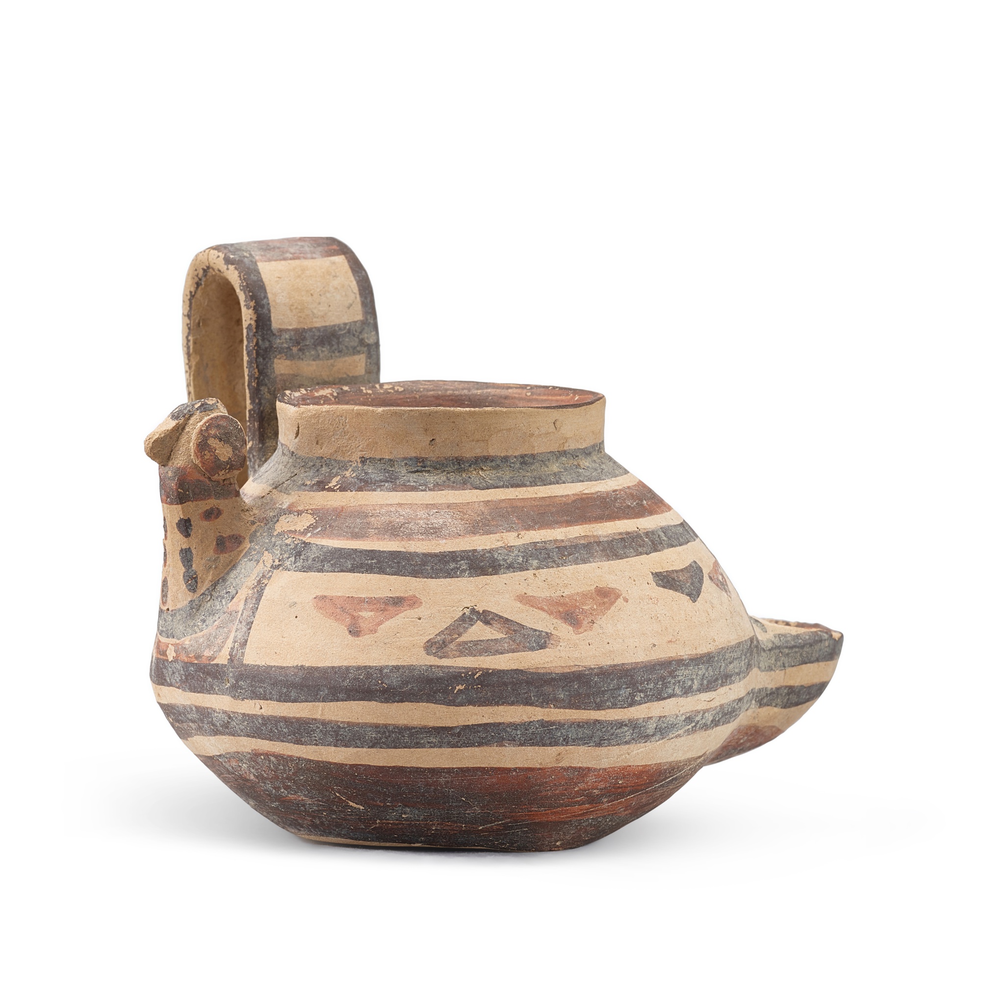 A rare painted pottery 'bird' vessel, Neolithic period 新石器時代 彩繪陶鳥式皿 ...