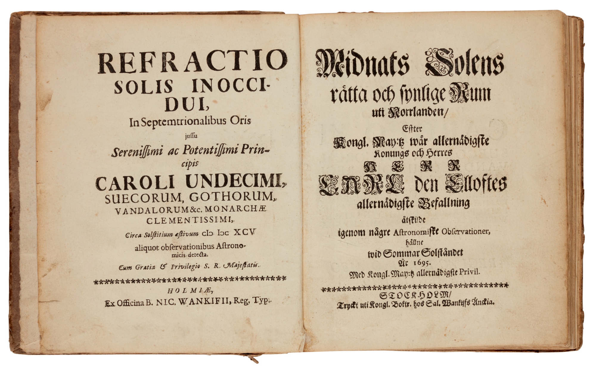 Bilberg, De refractio solis, Stockholm, 1695, contemporary half vellum ...