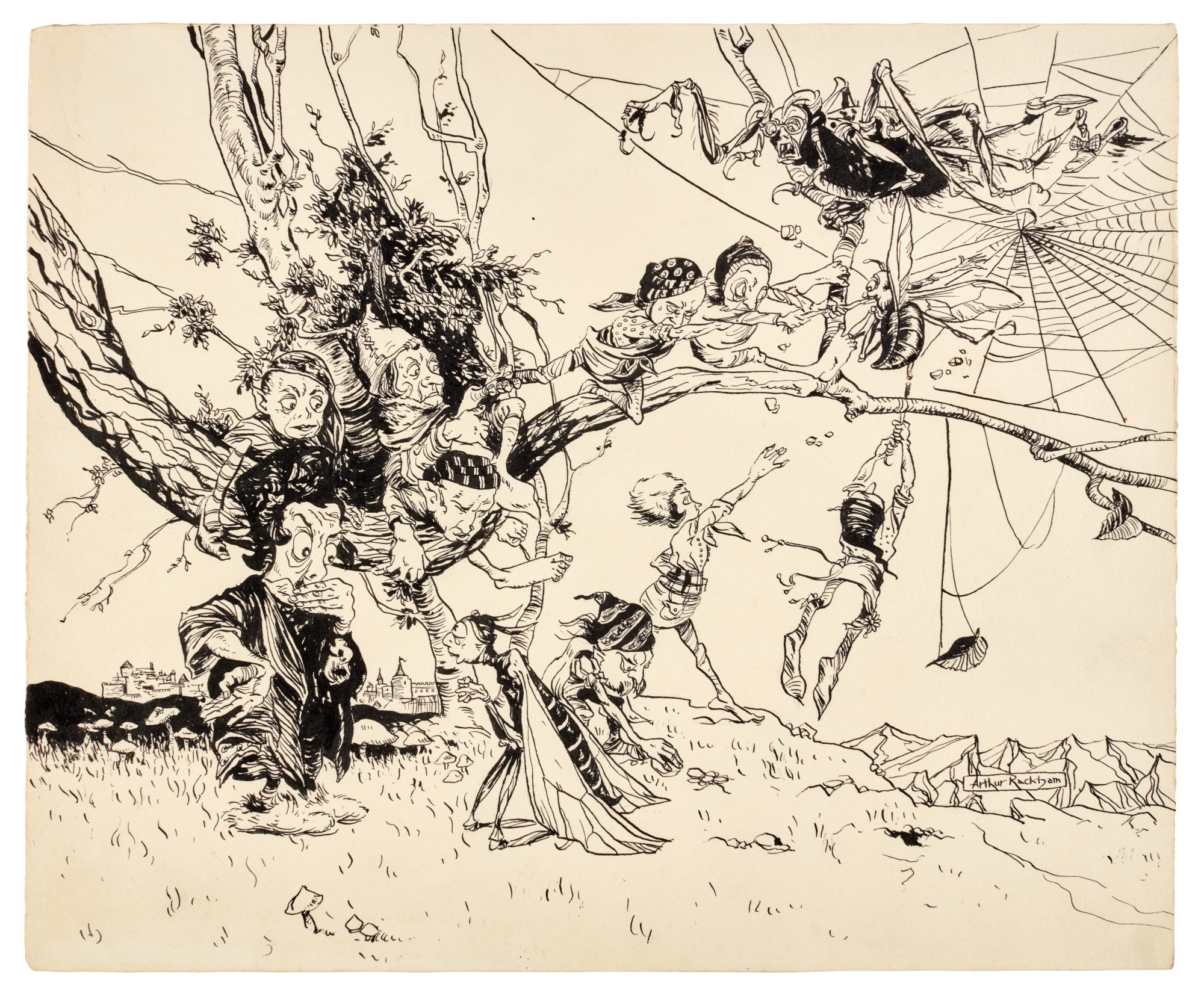 Arthur Rackham | "The Rescue", original ink drawing, circa 1904 | Books ...