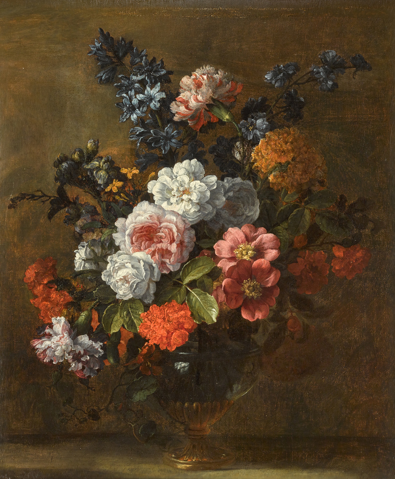 Still life of roses, carnations, larkspur and other flowers | Old ...