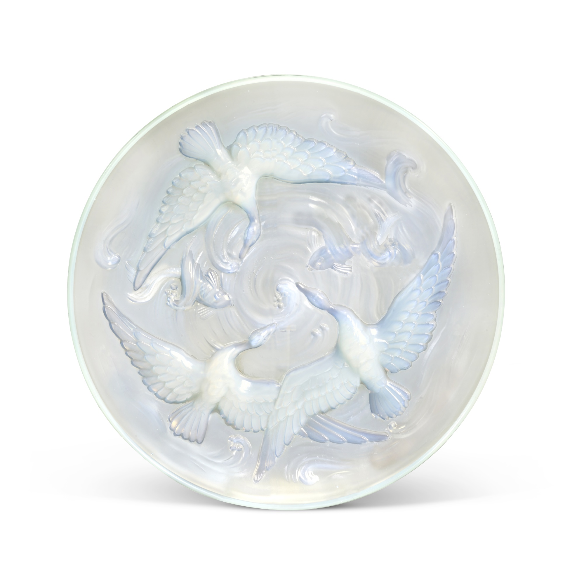 A moulded opalescent large glass plate by Verlys, circa 1930 | Freddie ...