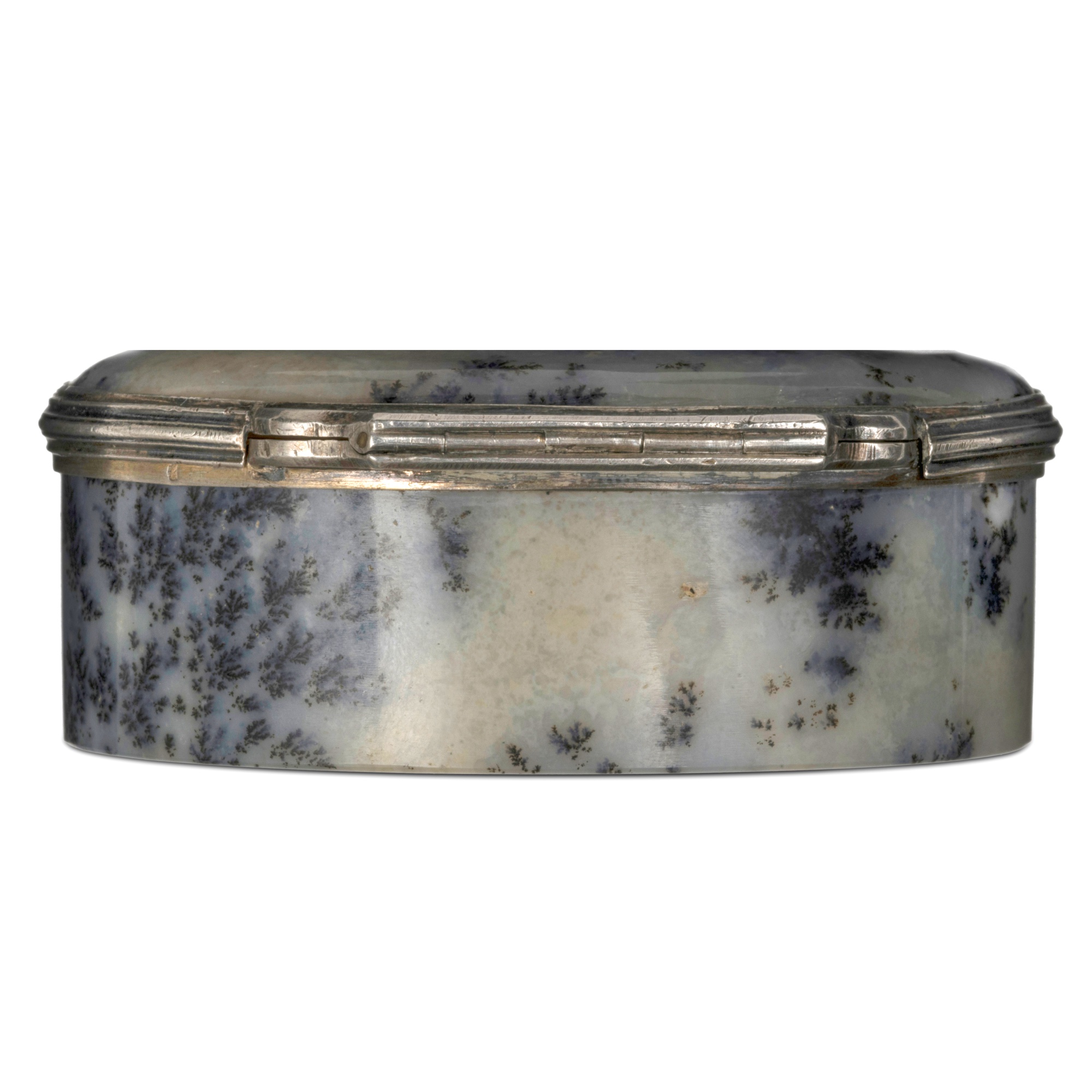 A moss agate snuff box with jewelled mounts, Paris, mid-19th century ...