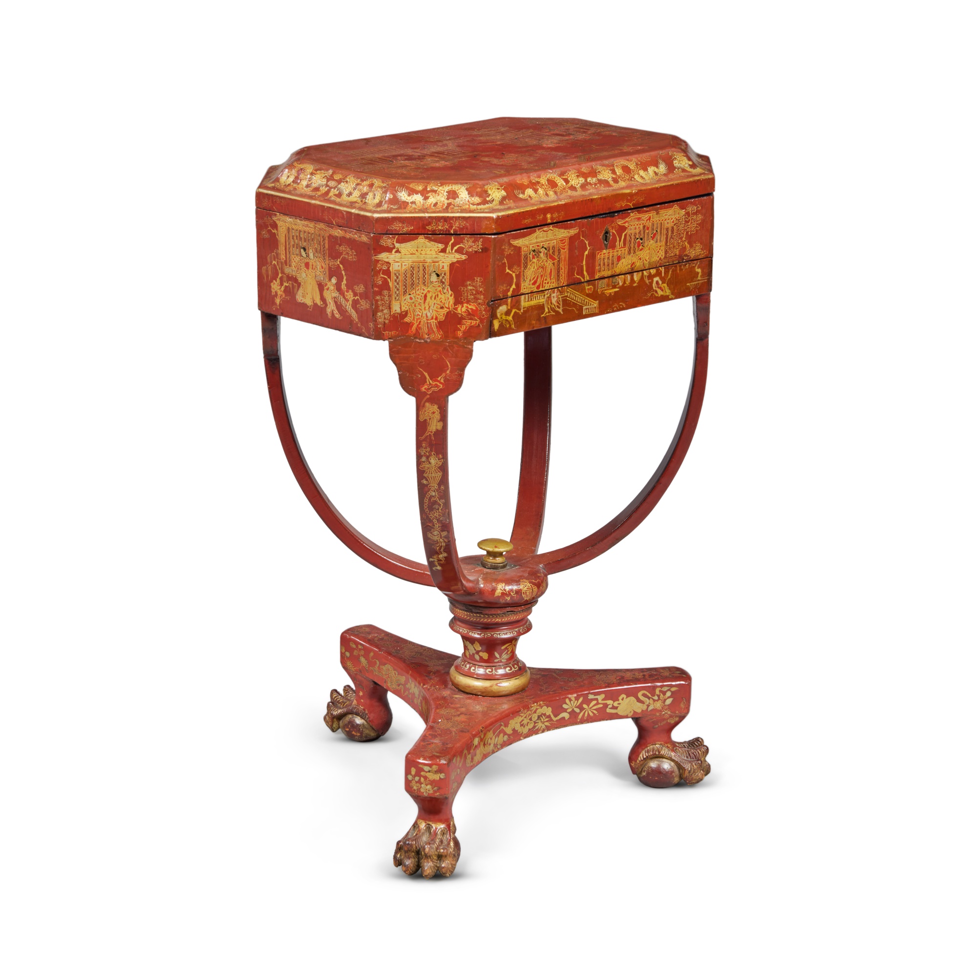 A Chinese Export Red and Gilt Lacquer Work Table, Second Quarter 19th ...