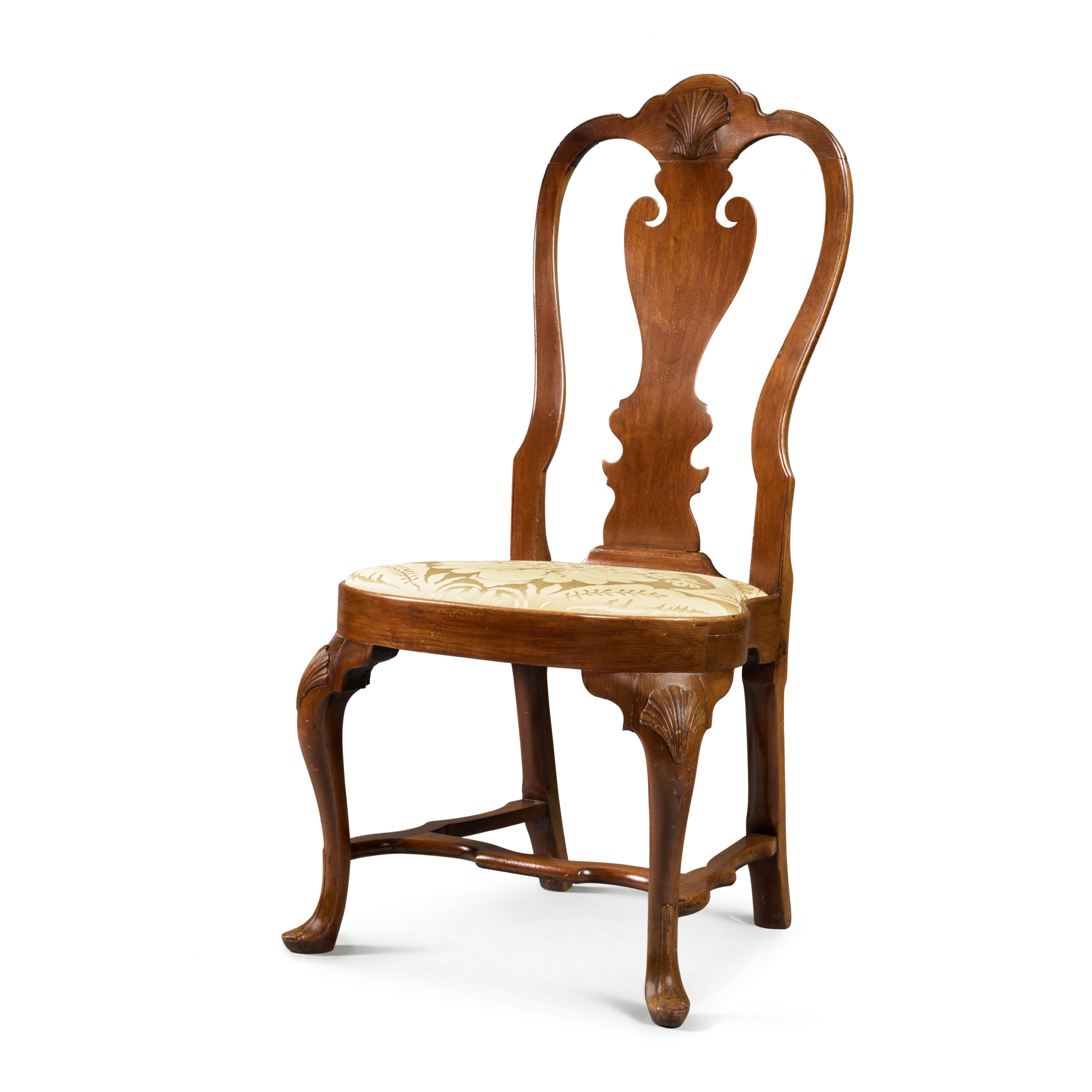 Queen Anne Shell-Carved and Figured Walnut Compass-Seat Side Chair ...
