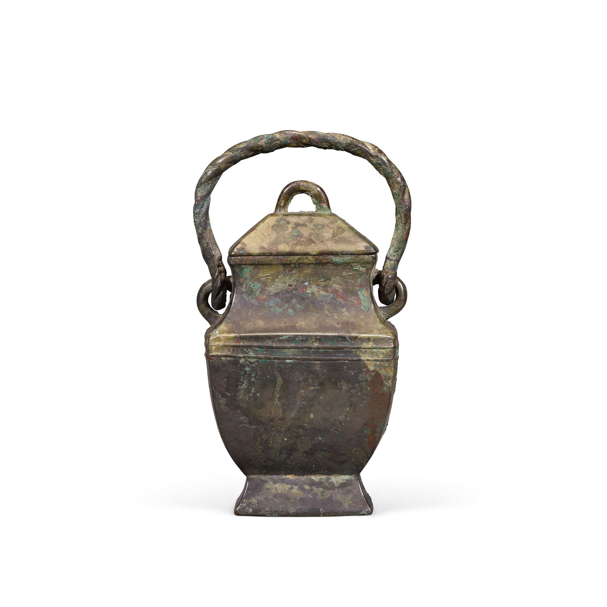 A small archaic bronze ritual wine vessel and cover (You), Late Shang ...