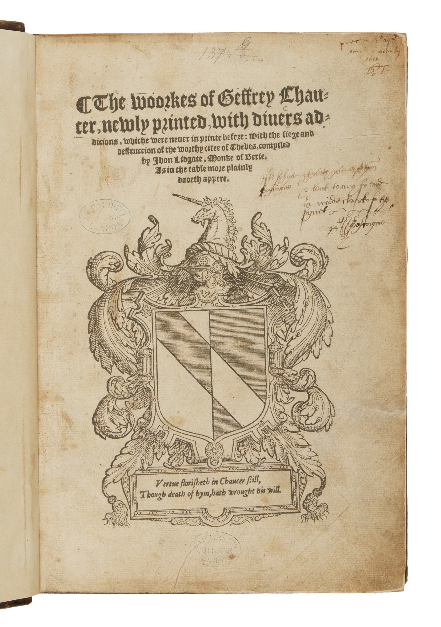 Chaucer, Geoffrey | The edition of Chaucer's works which was probably ...