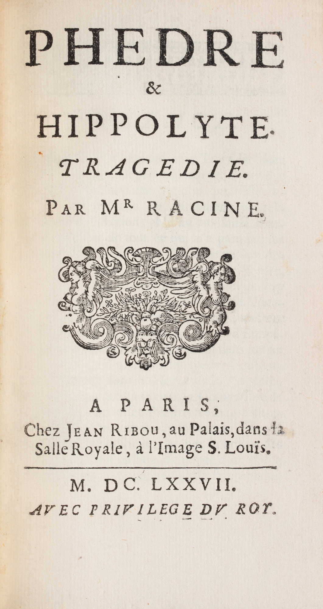 Phèdre et Hippolyte. Paris, 1677. In-12. Rel. de Gruel. Seconde éd ...