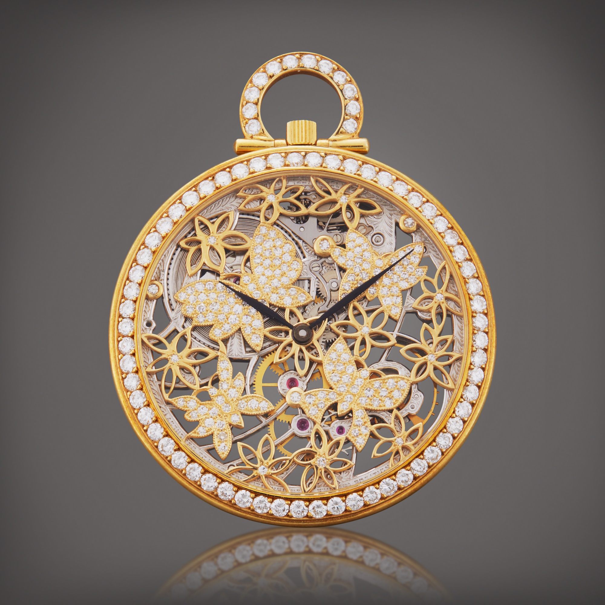 Reference 35775BA | A yellow gold and diamond-set skeletonized open ...