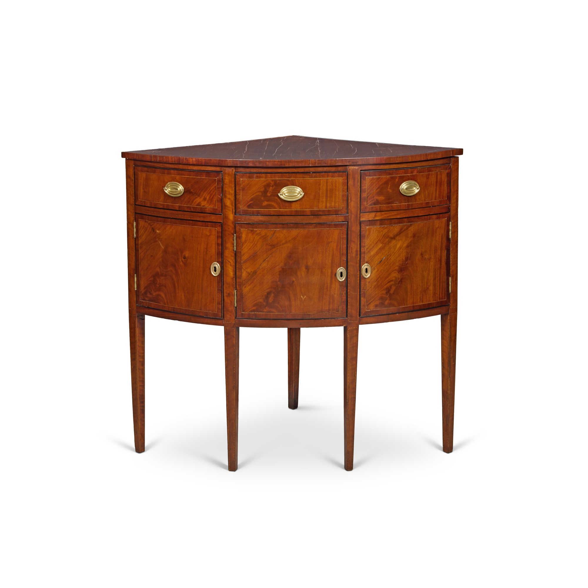 Fine and Rare Federal Inlaid Mahogany Corner Sideboard, Massachusetts ...