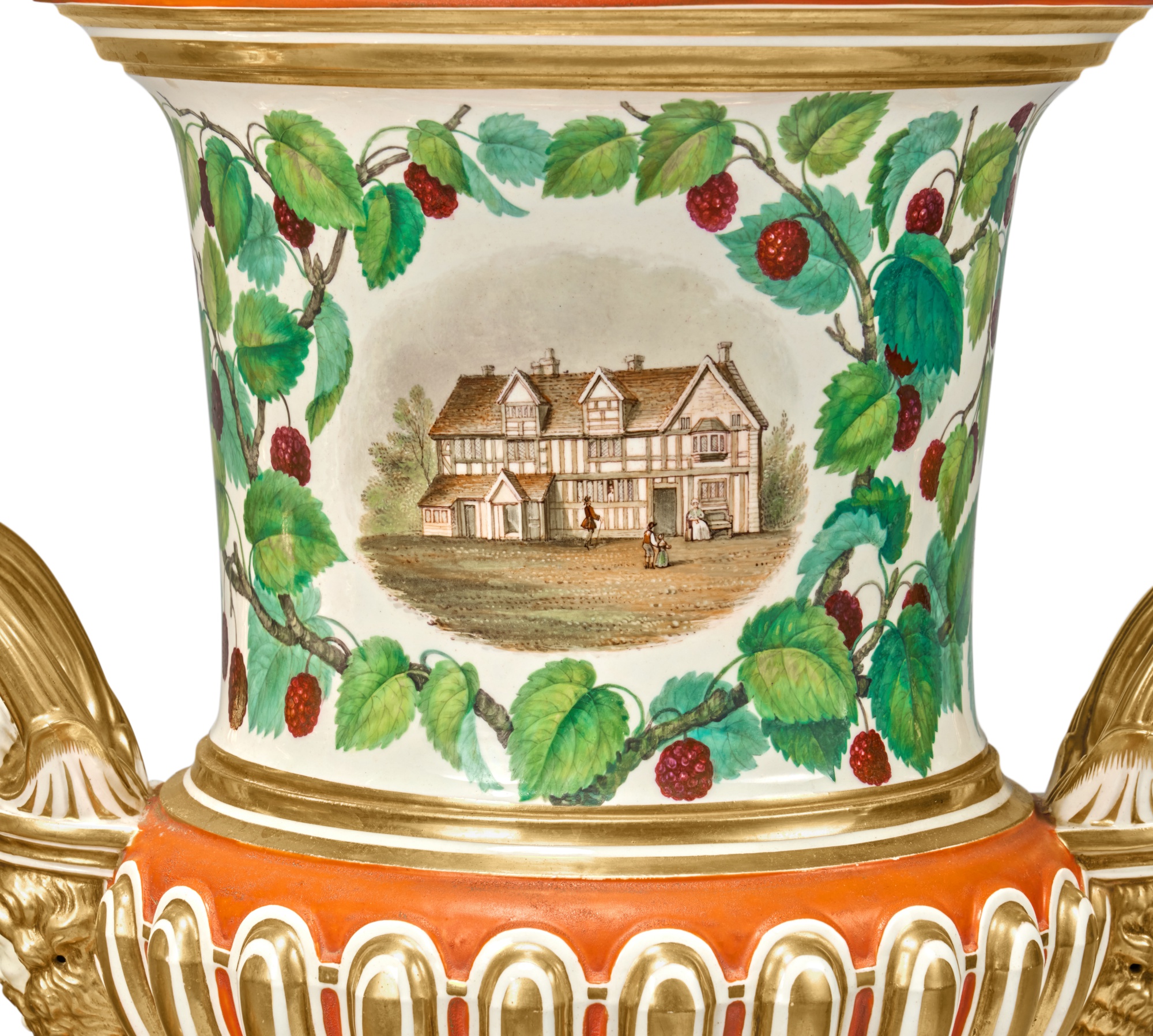 A Pair of Monumental Chamberlain & Co. Worcester Tomato Red-Ground ...