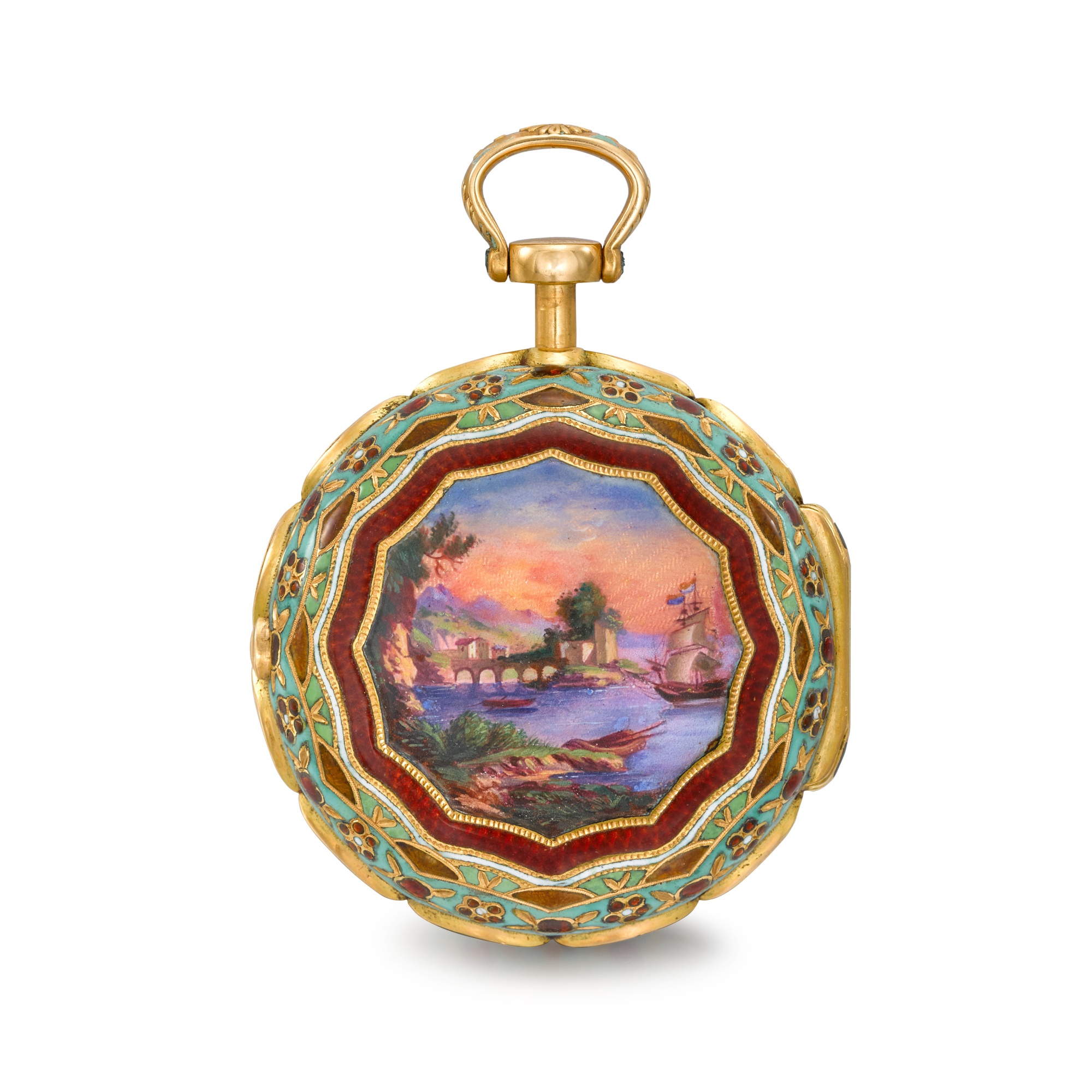 A gold and enamel pair cased verge watch made for the Ottoman market ...