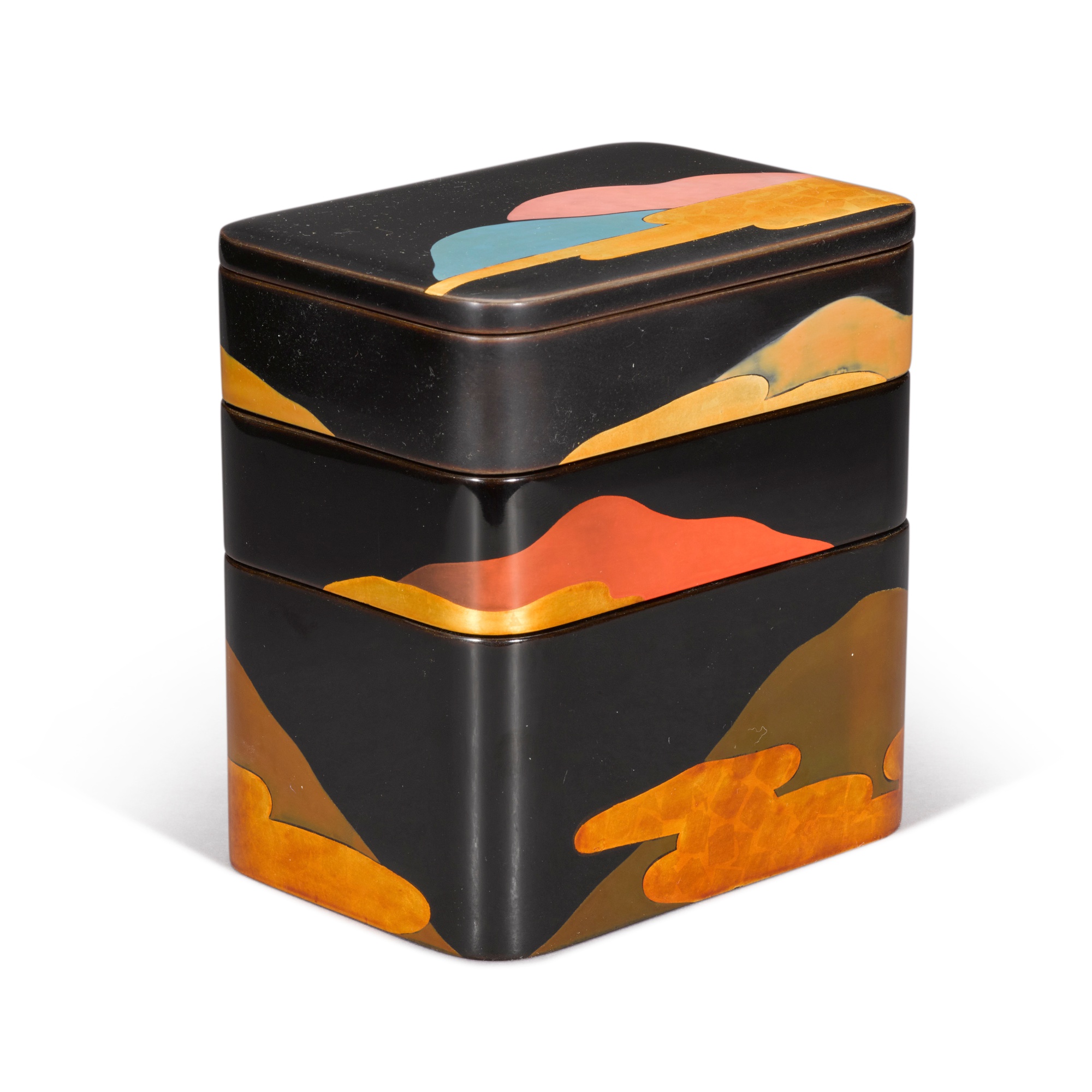 A Japanese lacquer jubako [tiered box], Showa period, 20th century ...