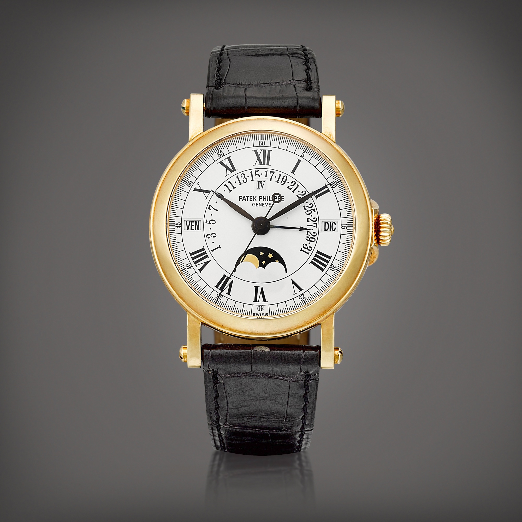 Reference 5059 | A yellow gold perpetual calendar wristwatch with day ...