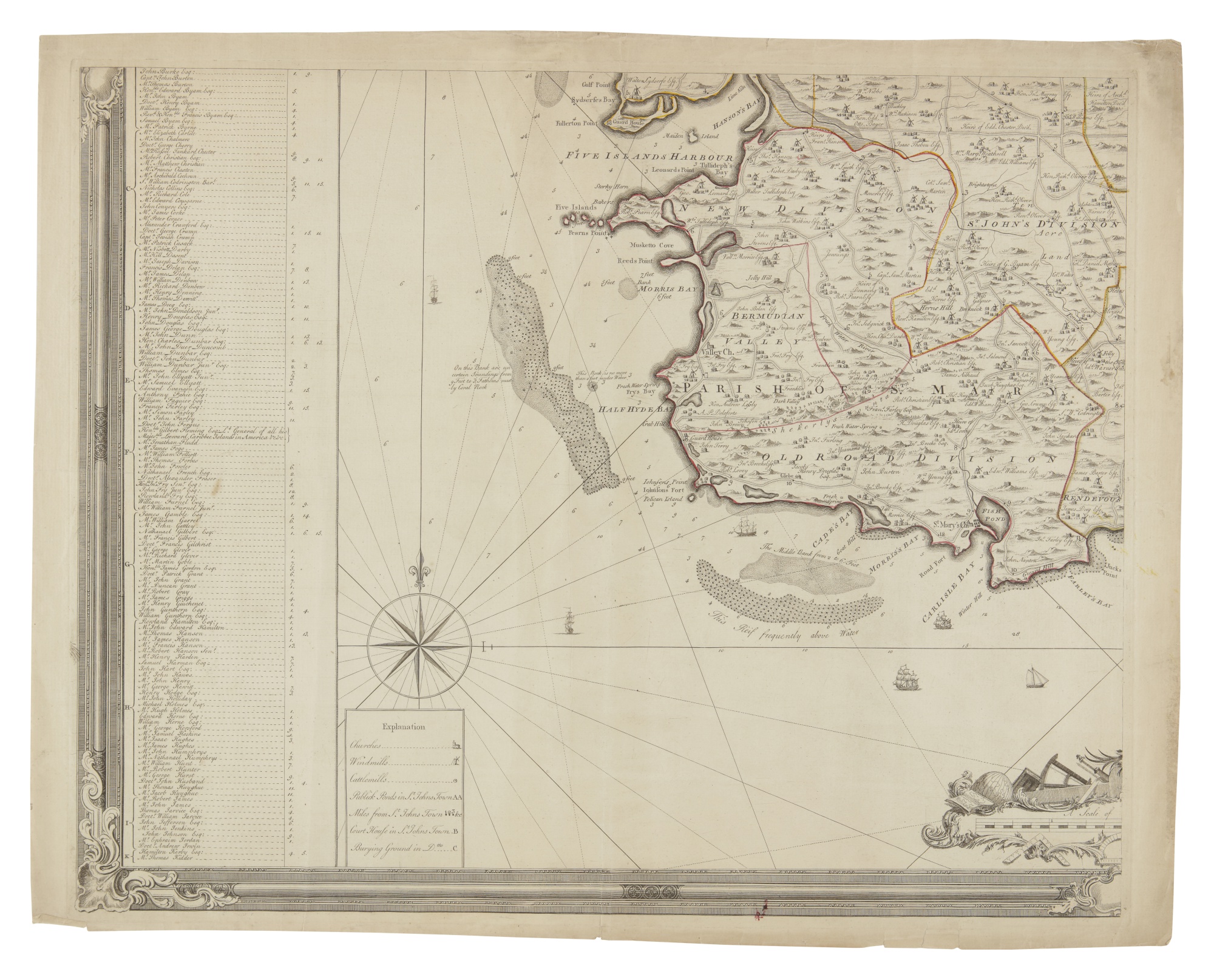 Baker, Robert | The first large-scale map of the island of Antigua ...