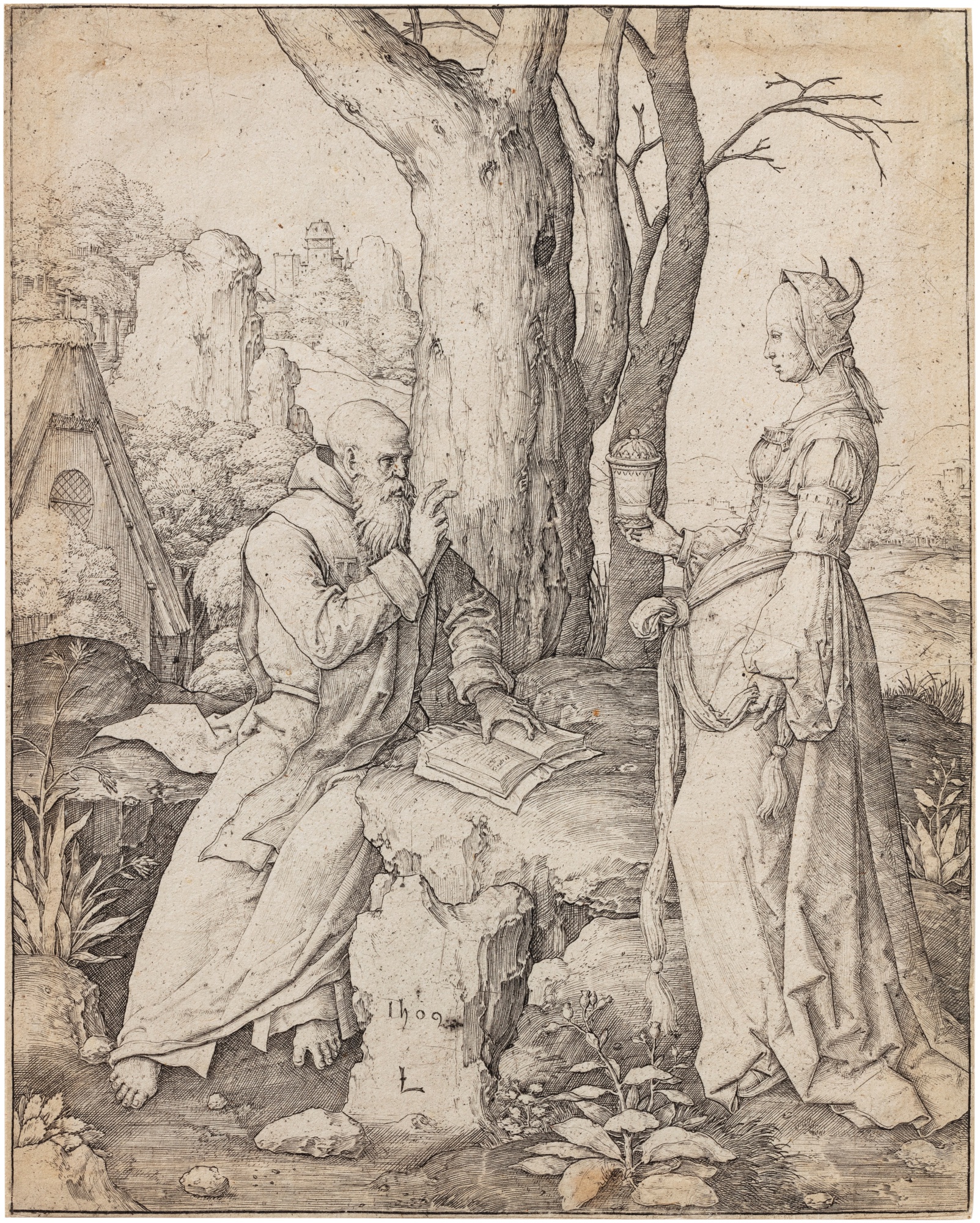 Ensemble 3 gravures : La Tentation de Saint Antoine, Saint Jérôme dans ...