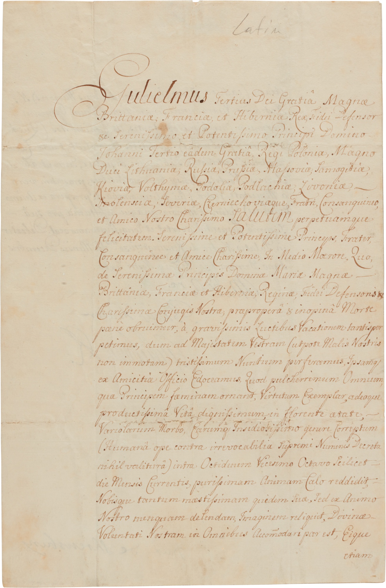 King William III | Document signed, announcing the death of Mary II, 30 ...