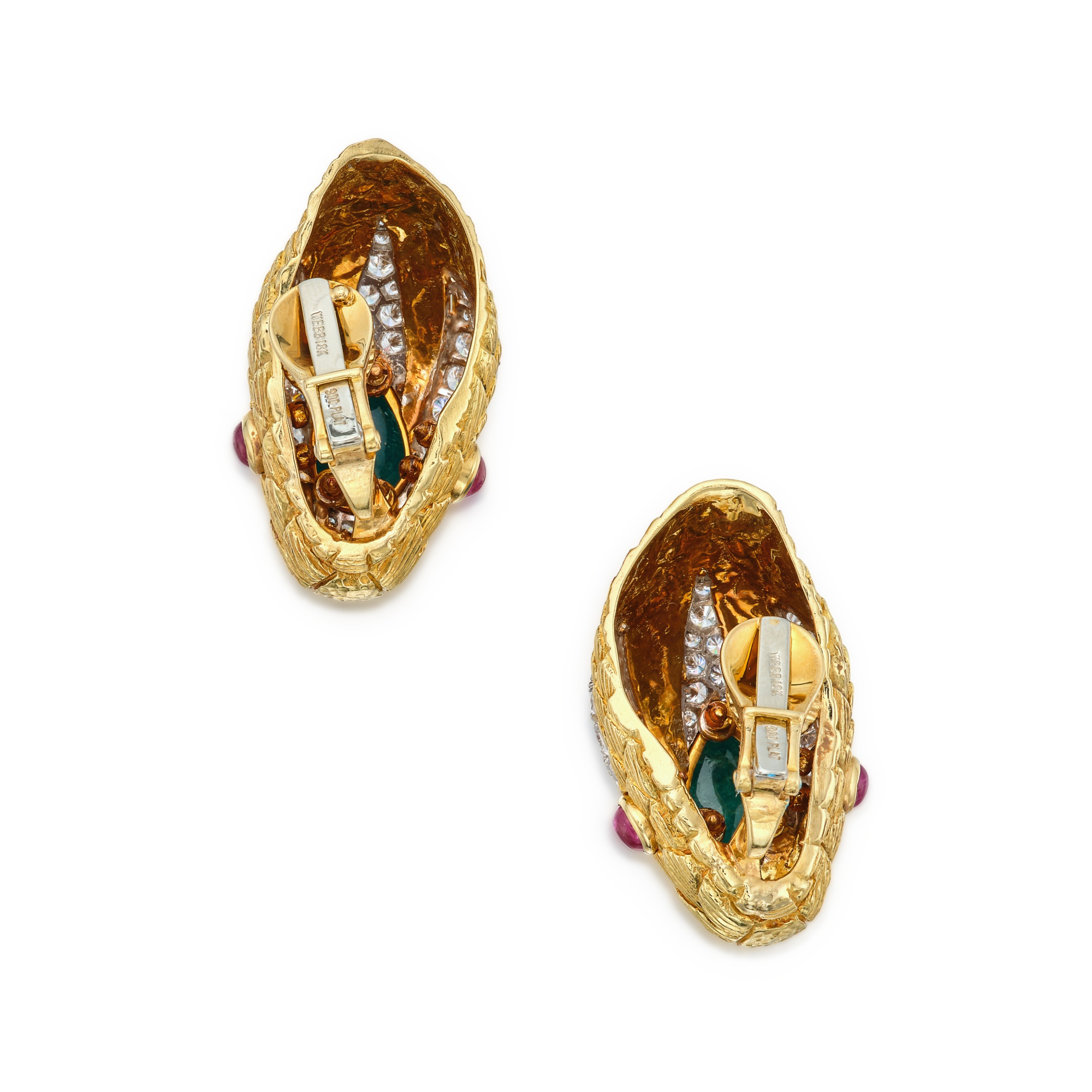 Pair of Gold, Emerald, Ruby and Diamond Earclips | Fine Jewels | 2022 ...