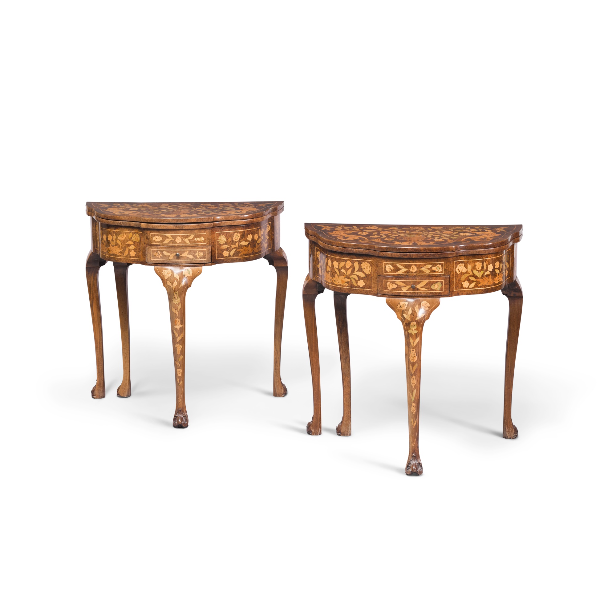 A pair of Dutch walnut and marquetry card tables, circa 1775 | Royal ...