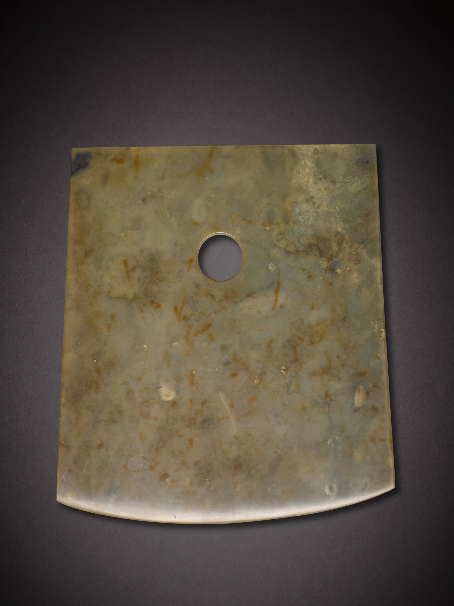 An archaic greenish-grey jade axe (Yue), Shang dynasty | 商 玉鉞 | The ...
