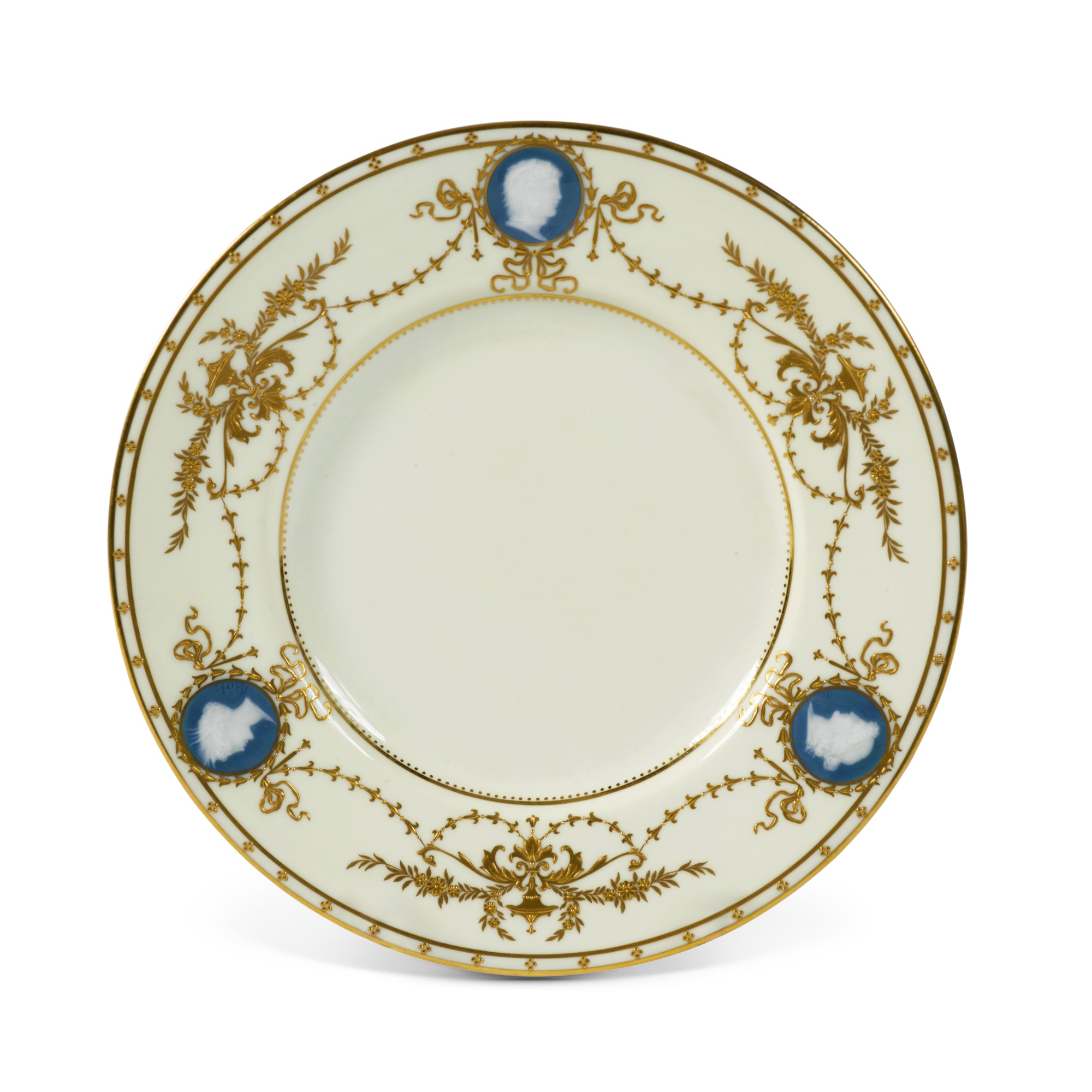 A Set of Twelve Mintons Pâte-sur-Pâte Slate-Blue and Ivory-Ground ...