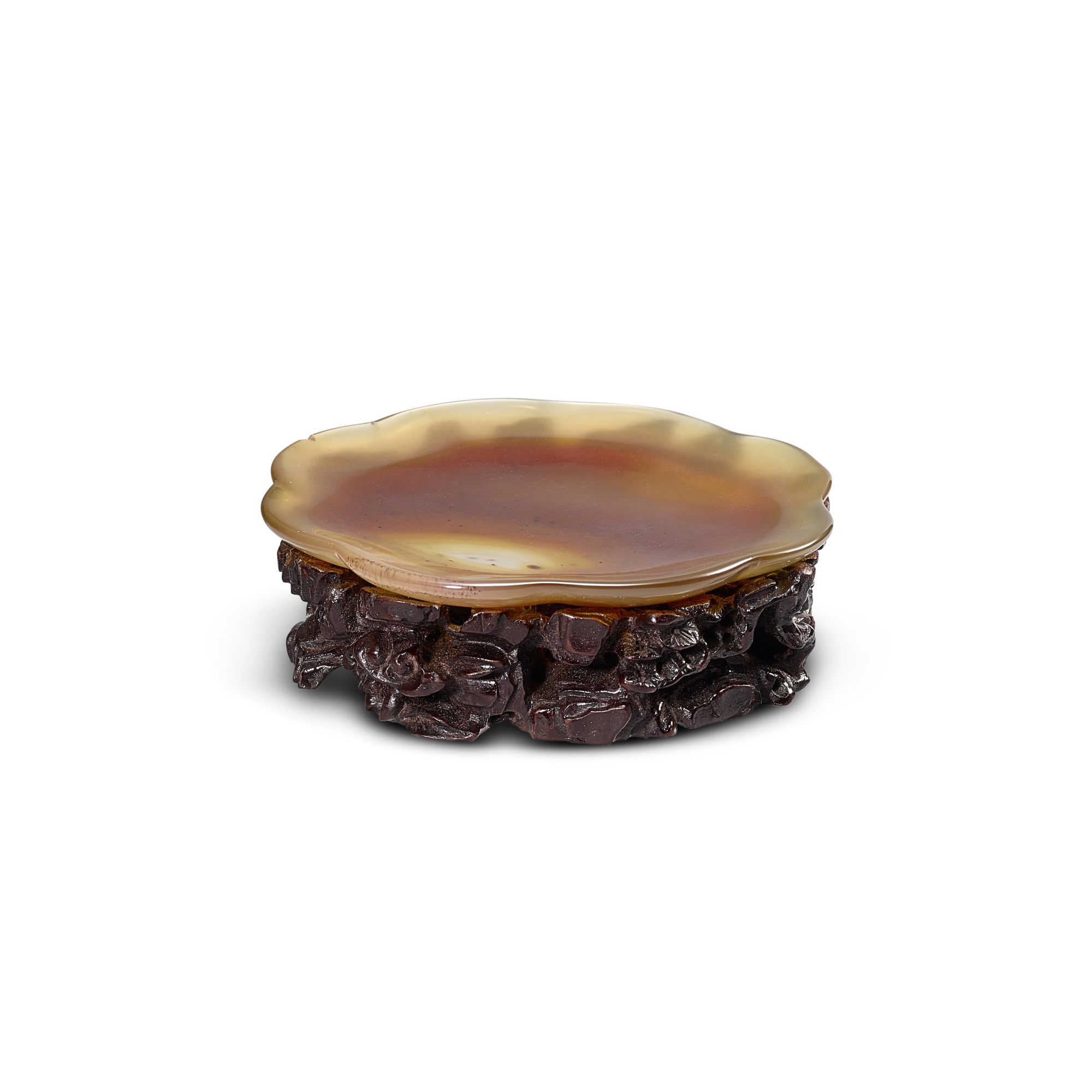 A rare agate lobed ink palette, Qing dynasty, Yongzheng period or ...