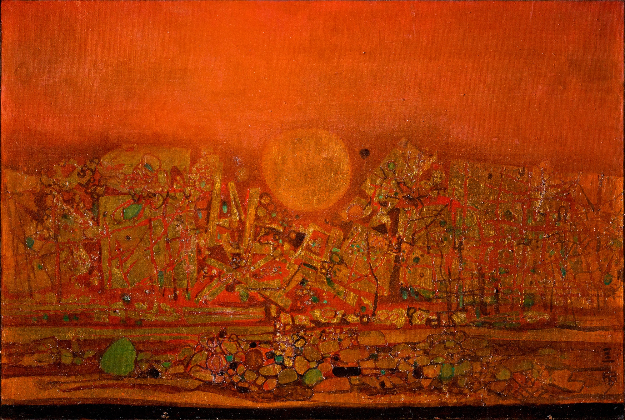 Cheong Soo Pieng 鍾泗濱 | Red sunrise 紅色日出 | Modern & Contemporary Art ...
