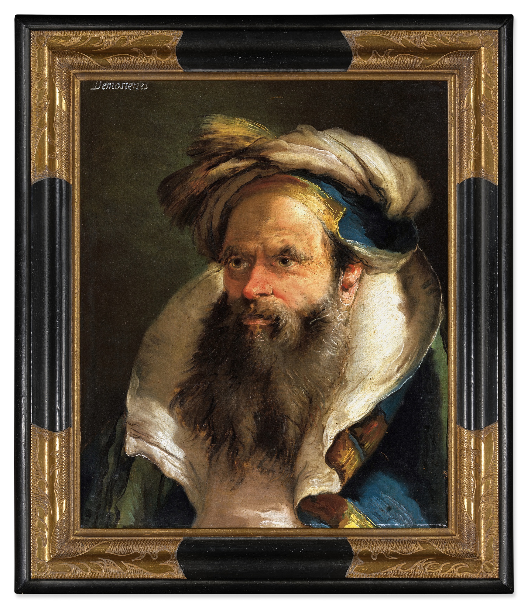Head Of A Bearded Man In A Blue And Yellow Collared Robe Master