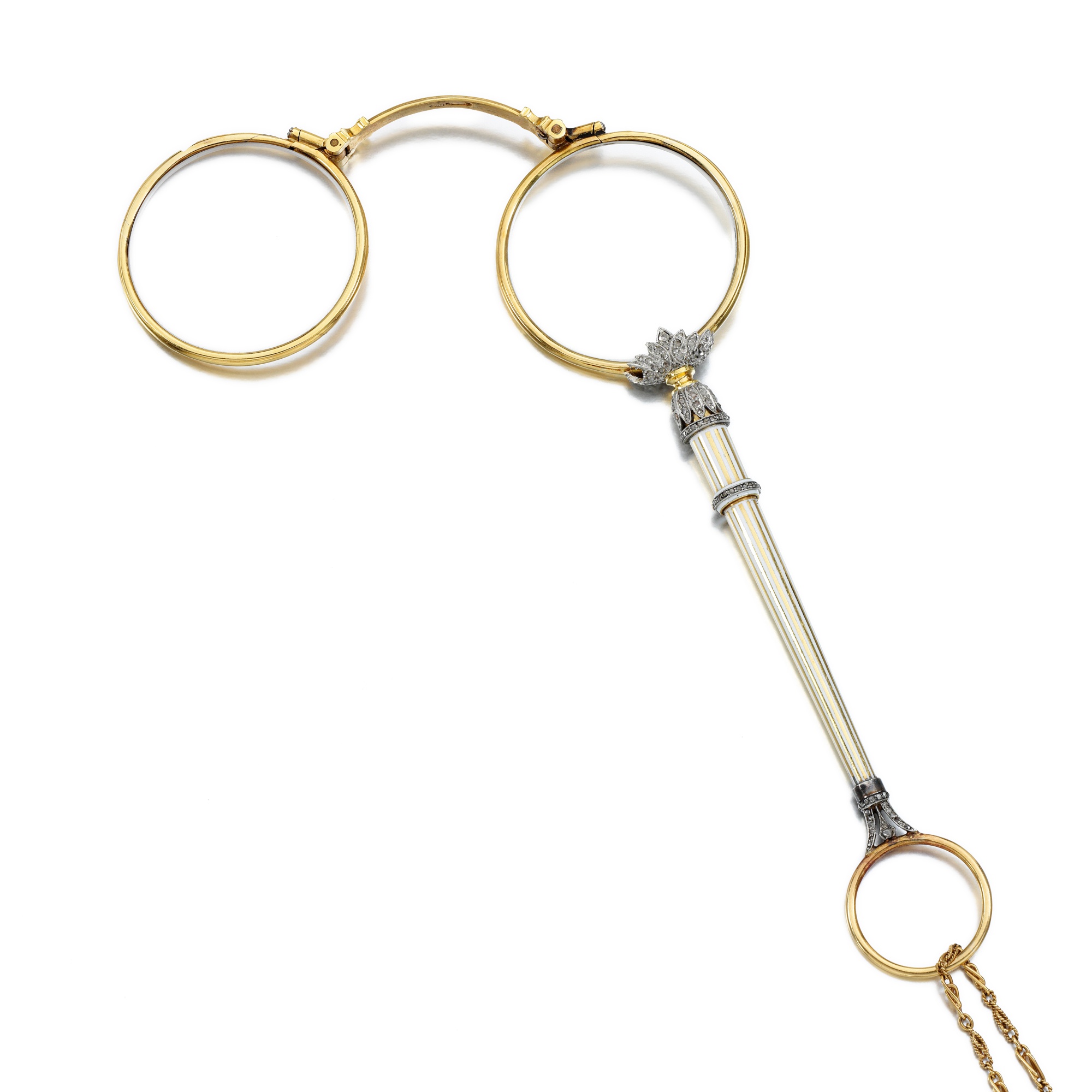 A Fabergé jewelled platinum and gold-mounted basse-taille enamel ...
