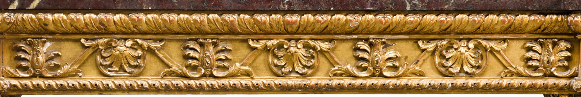 A pair of William IV giltwood and gesso tables, circa 1830, attributed ...