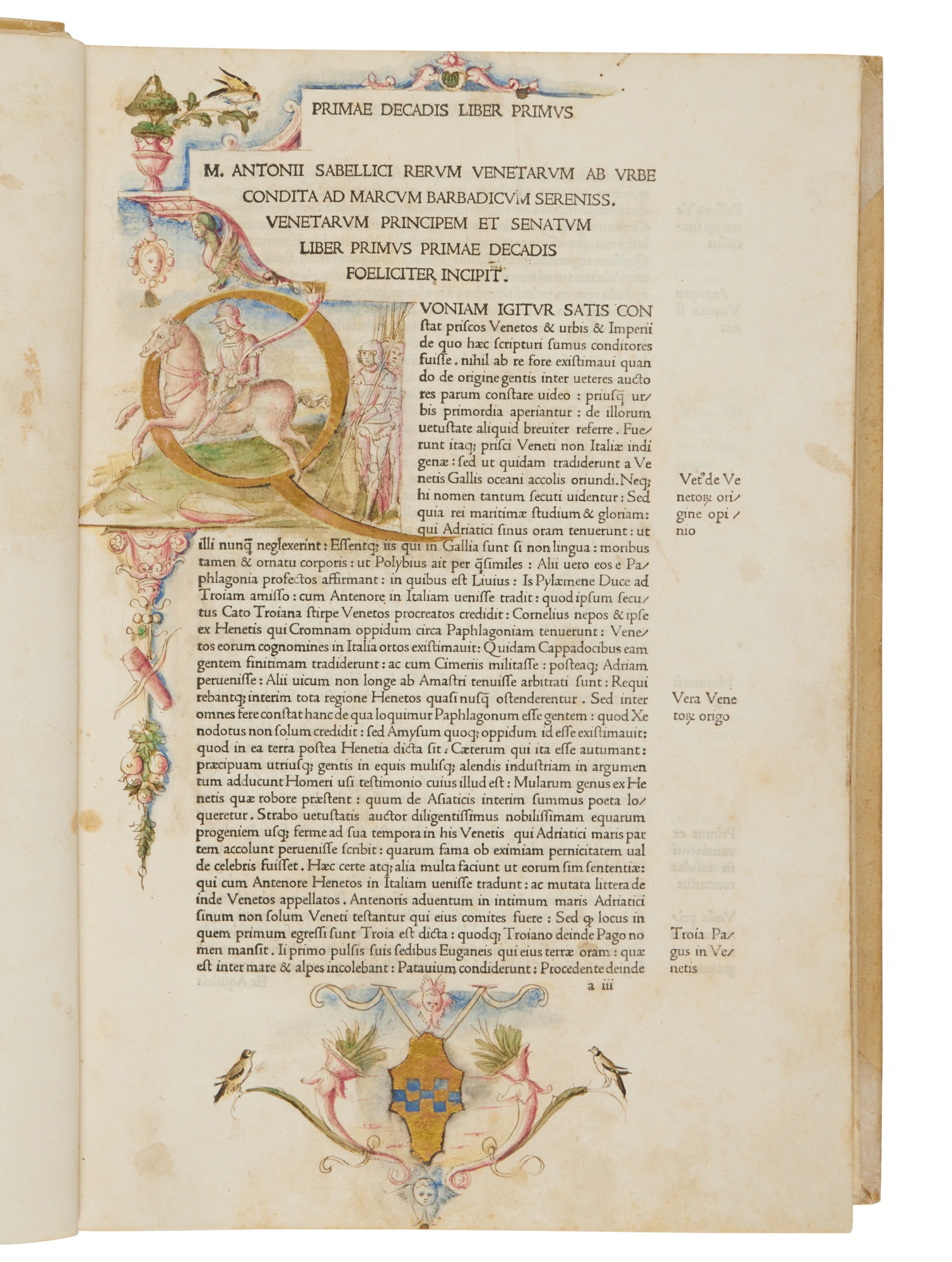 Sabellico, Decades rerum Venetarum, Venice, 1487, illuminated by the ...