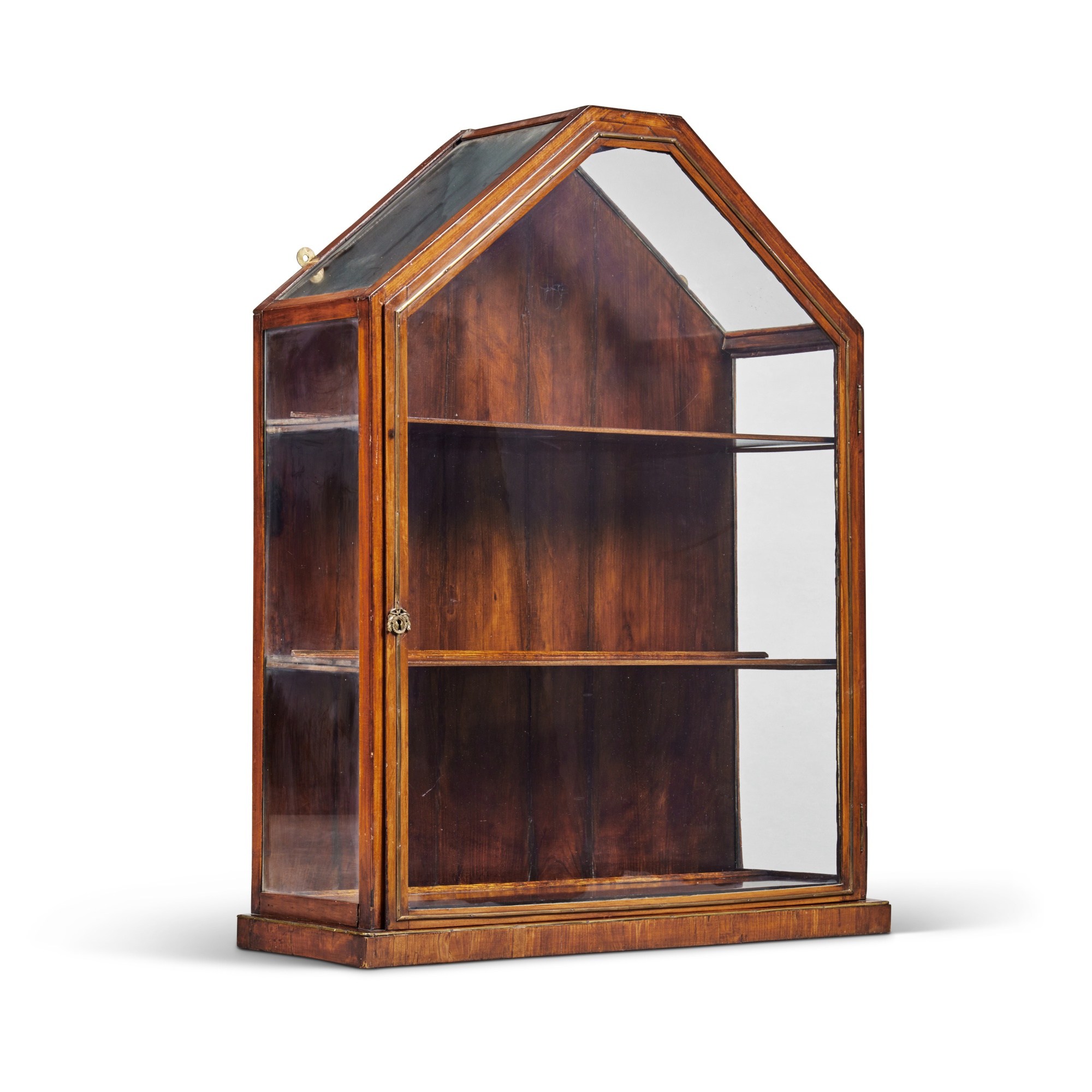 A Continental Brass-Mounted Mahogany Hanging Curio Cabinet, First ...