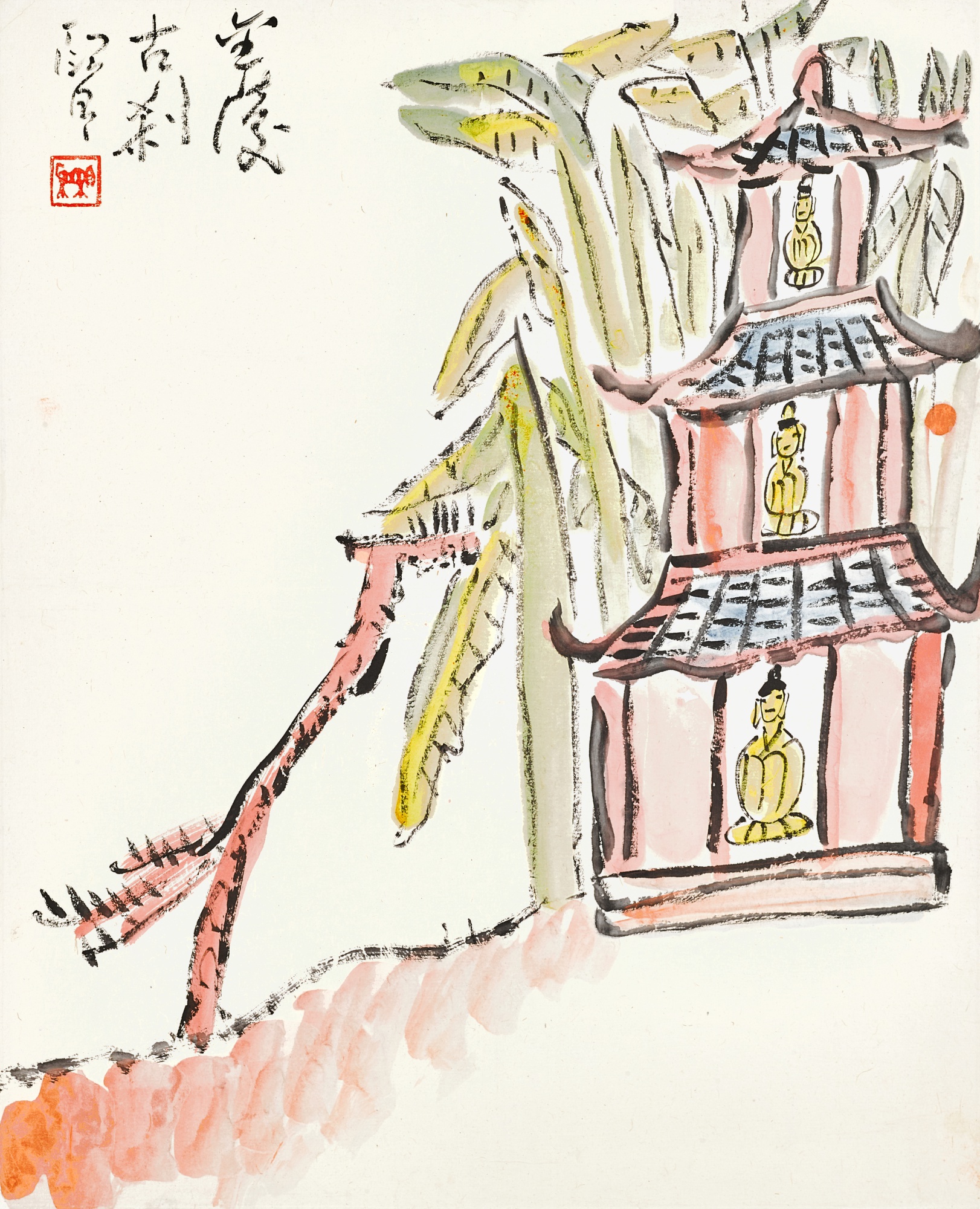 丁衍庸 金陵古剎 | Ding Yanyong, Buddhist Temple | Fine Chinese Paintings ...