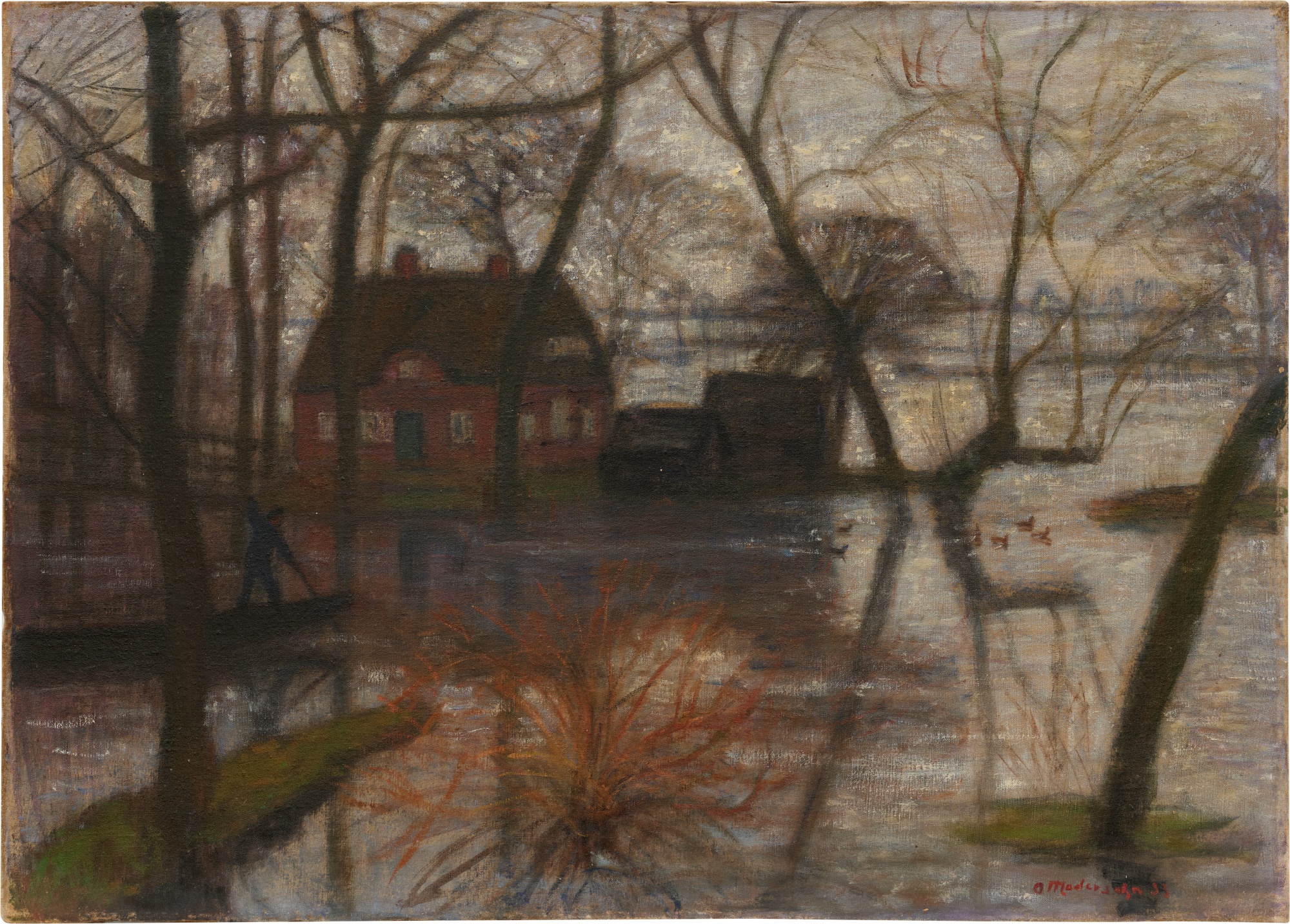 Überschwemmung im alten Dorf in Fischerhude (Flooding in the old ...