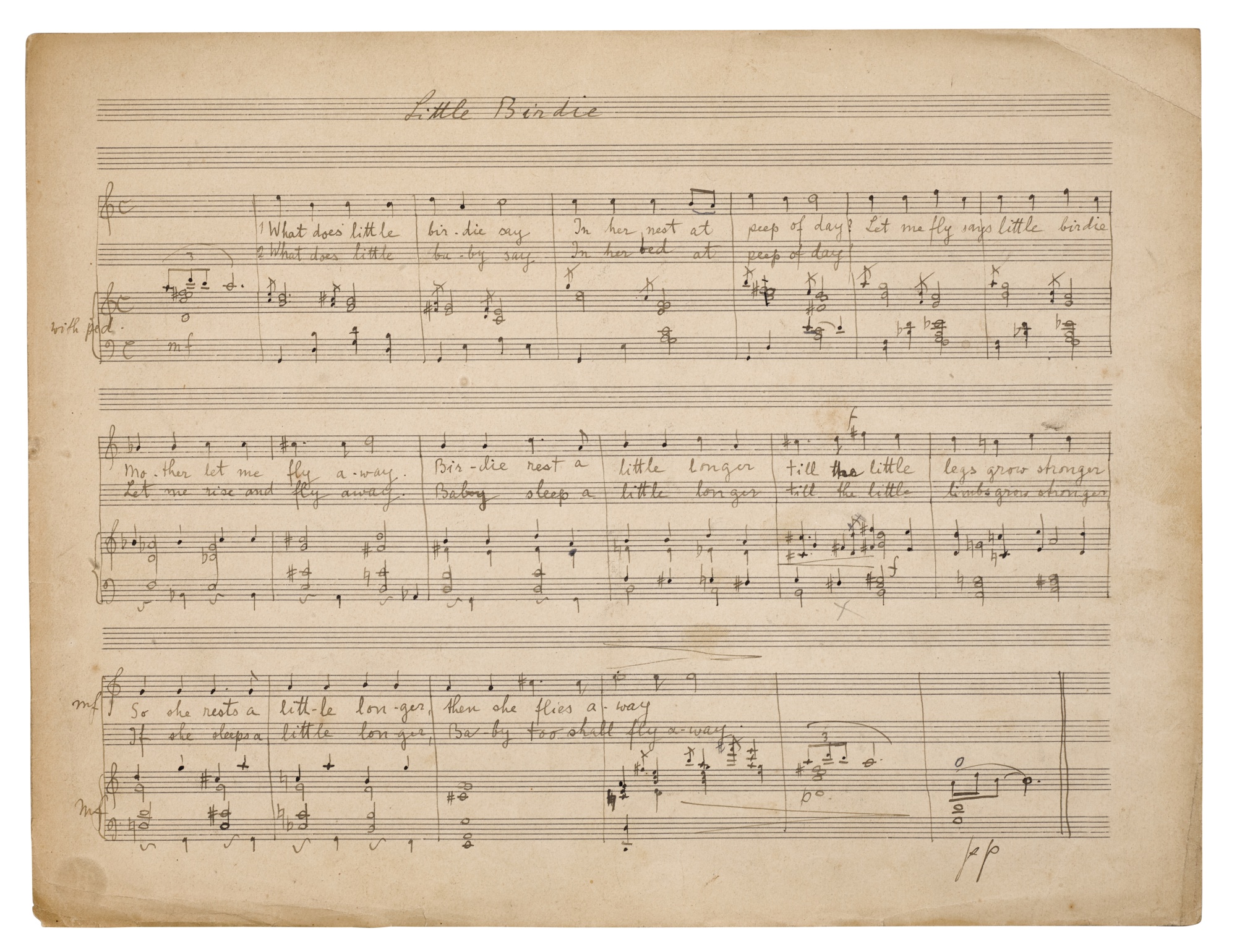 F. Delius. Manuscript score of "Two Songs for Children", in the hand of ...