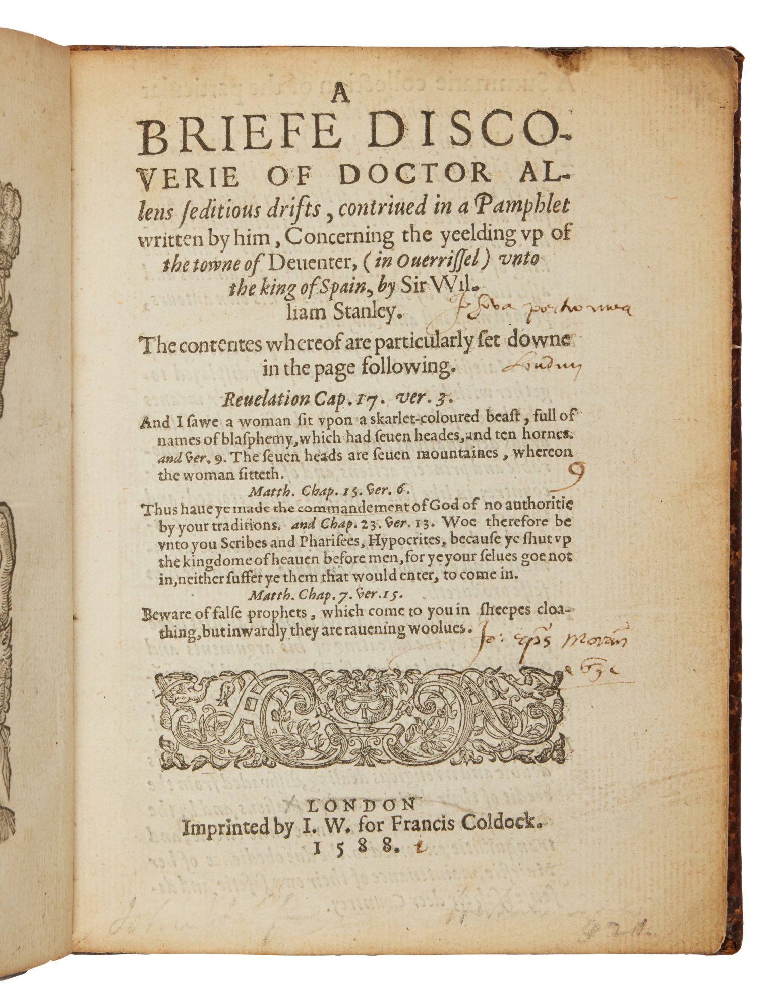 (Popish Plot) — “D. G.” [Possibly Gilbert Gifford] | On Cardinal ...
