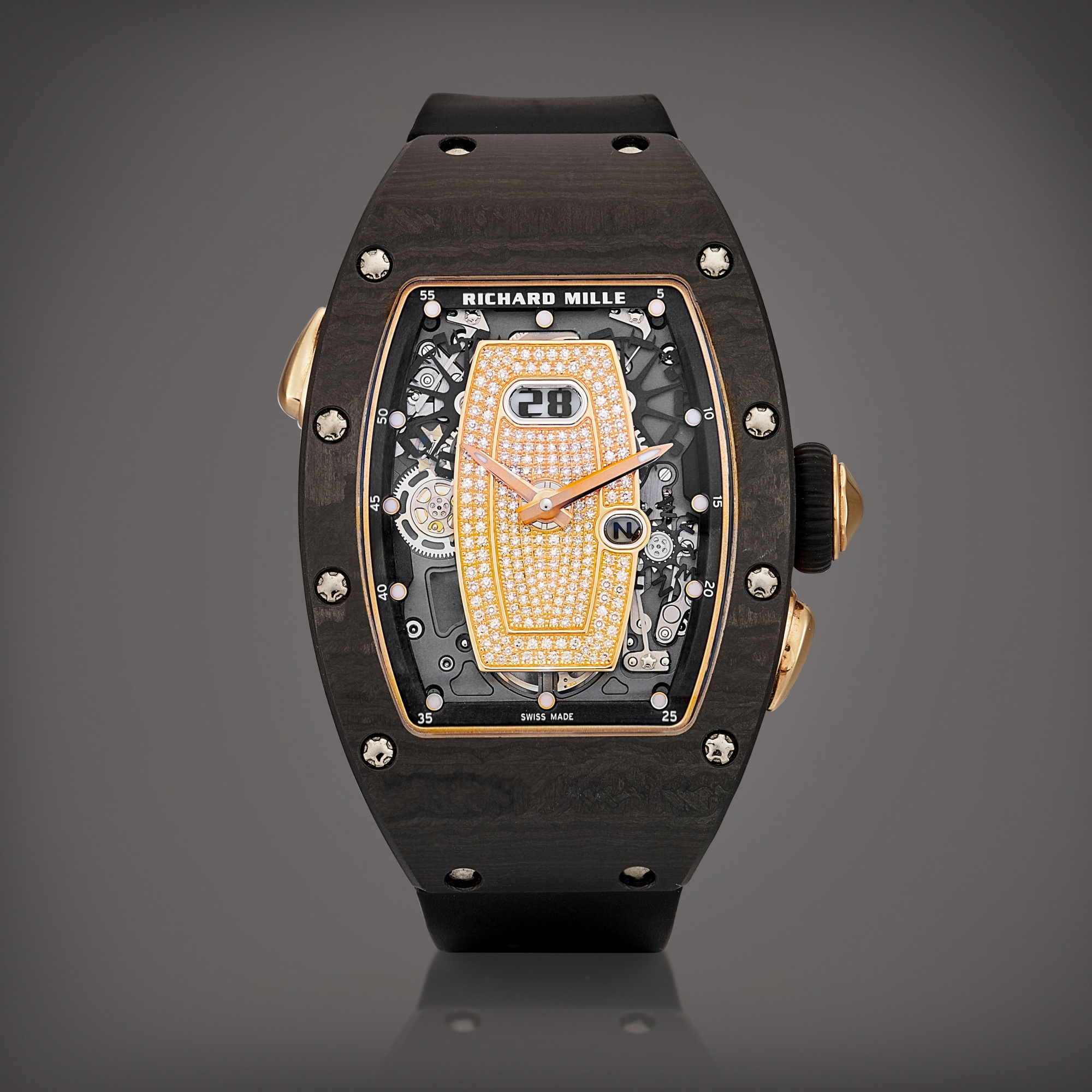 Reference RM037 | A pink gold, carbon fibre and diamond-set semi ...