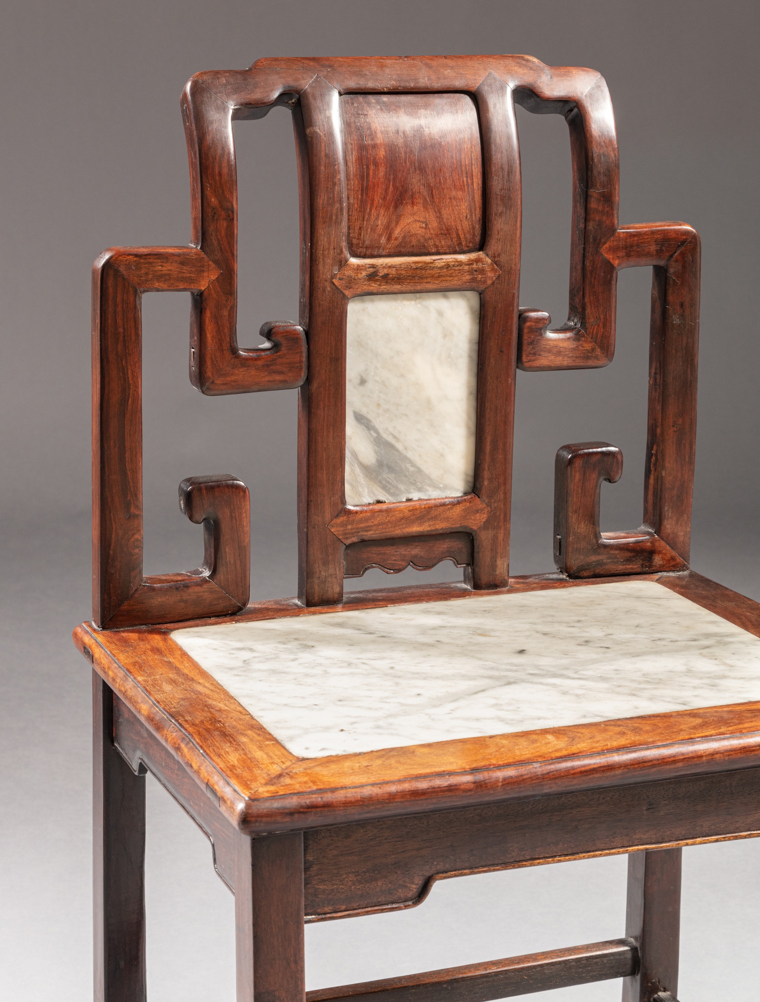 A pair of hongmu chairs with marble seats, Qing dynasty, 18th-19th ...